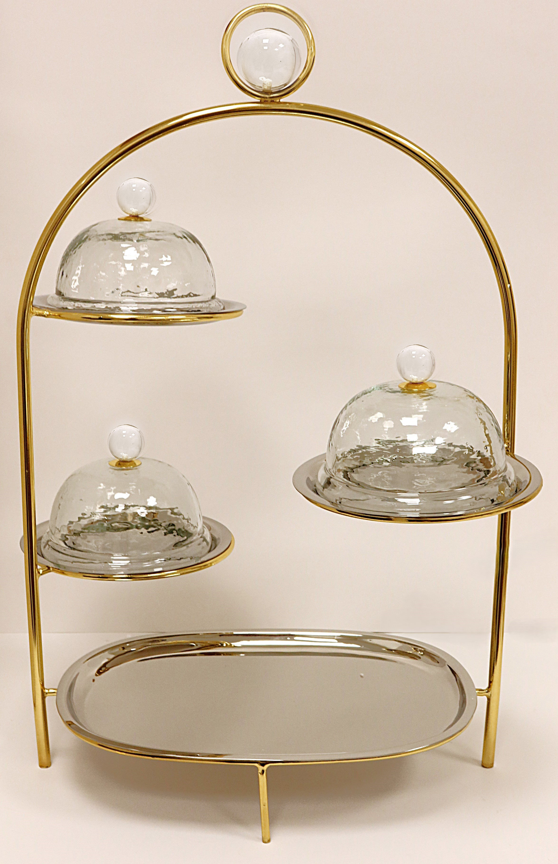 Rosdorf Park Multi Cake Stand Silver With Gold Frame And Ball Detail ...