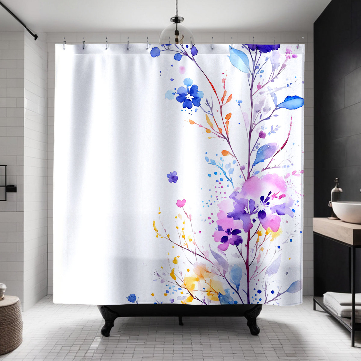 ULLI HOME Mac Small Florals Shower Curtain | Wayfair