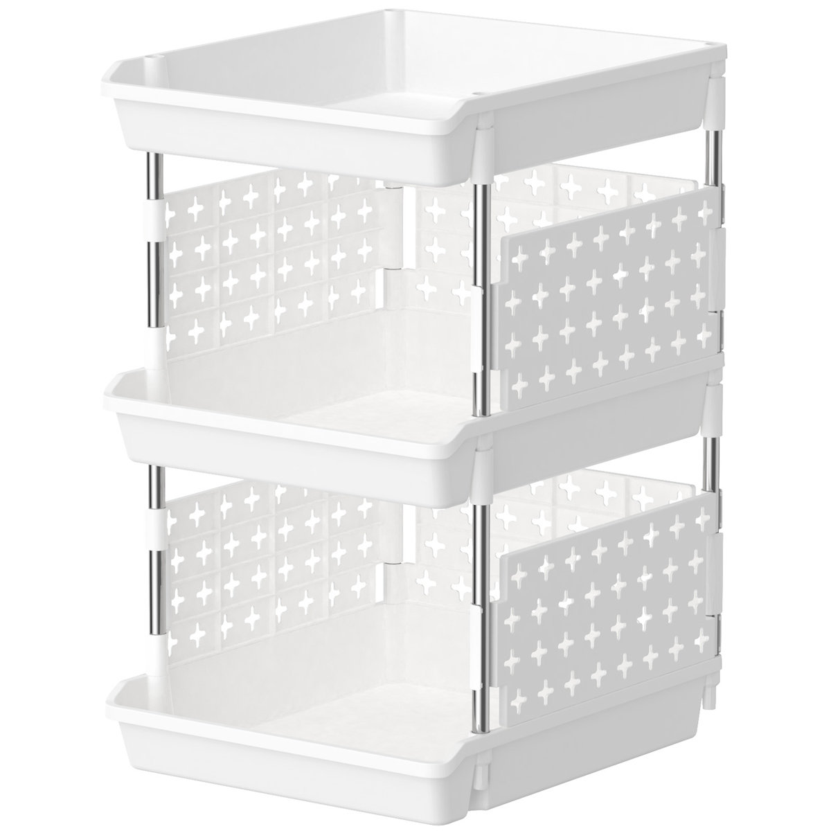 Wrought Studio™ Plastic Stackable Storage Baskets, 3 Tier Stacking Bins ...