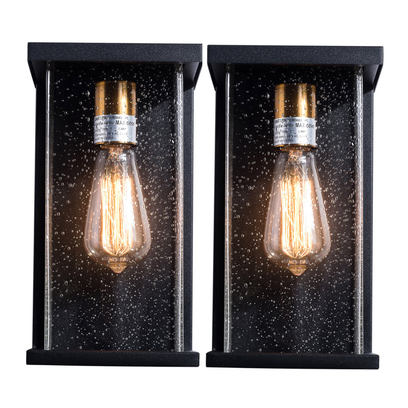 17 Stories Nykisha 11.2" H Seeded Glass Outdoor Flush Mount With Dusk ...