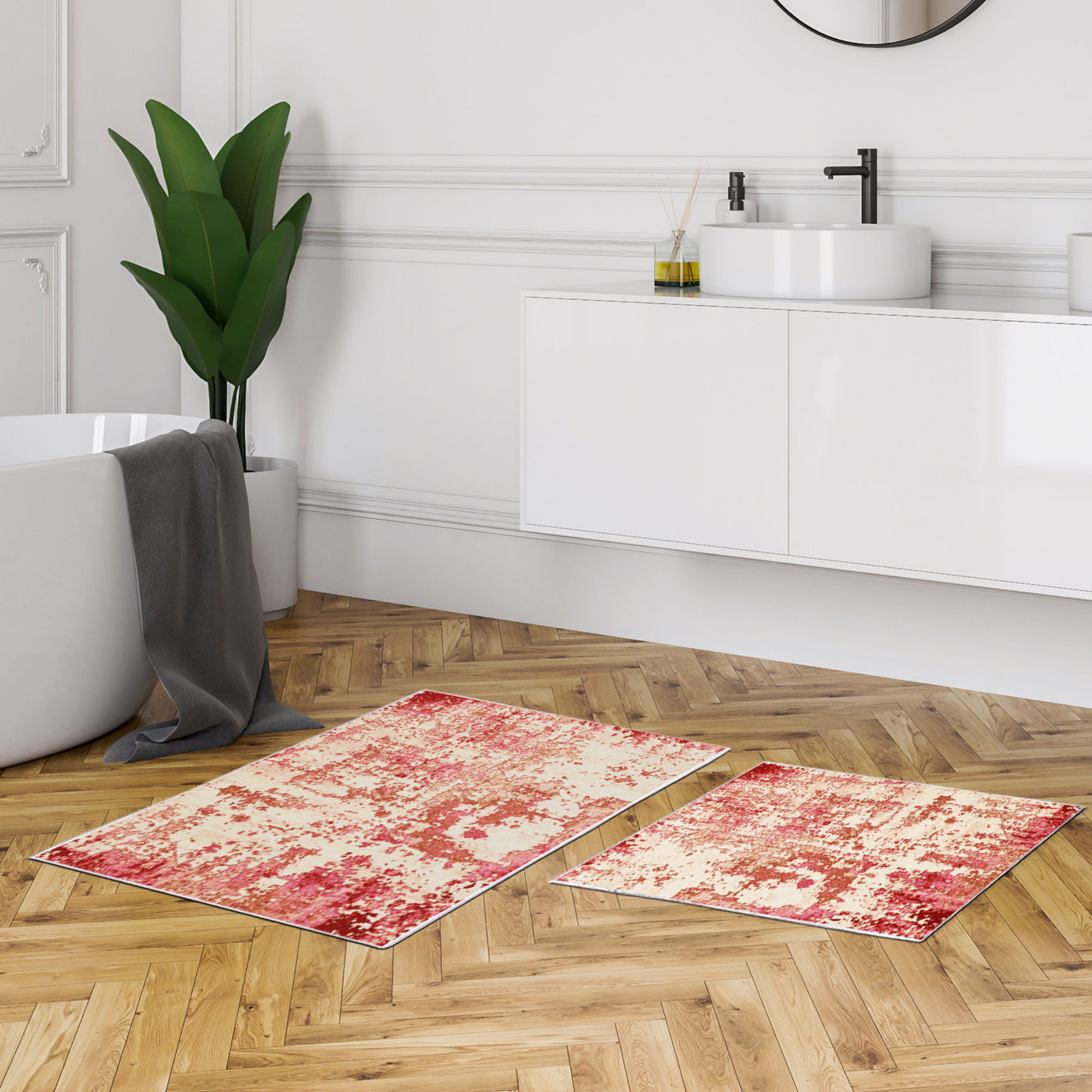 East Urban Home Ceana Abstract 2 Piece Bath Rug Set | Wayfair