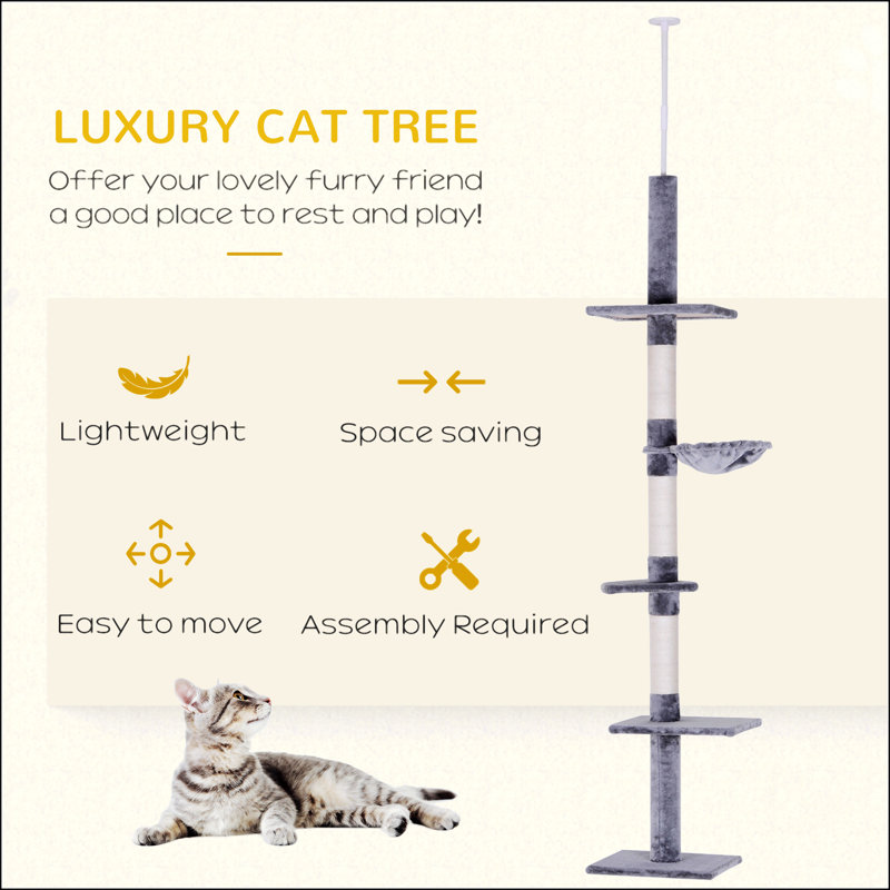 Tucker Murphy Pet™ Adjustable Height Floor-To-Ceiling Vertical Cat Tree ...