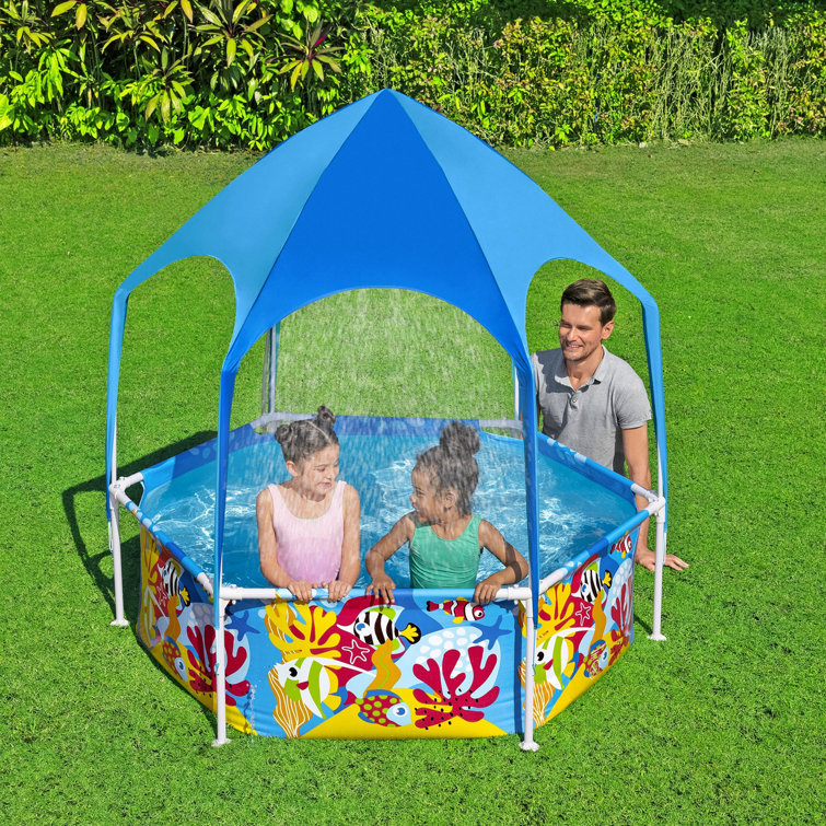 Bestway 6' X 20" Above Ground Kids Round Swimming Pool With Shaded ...
