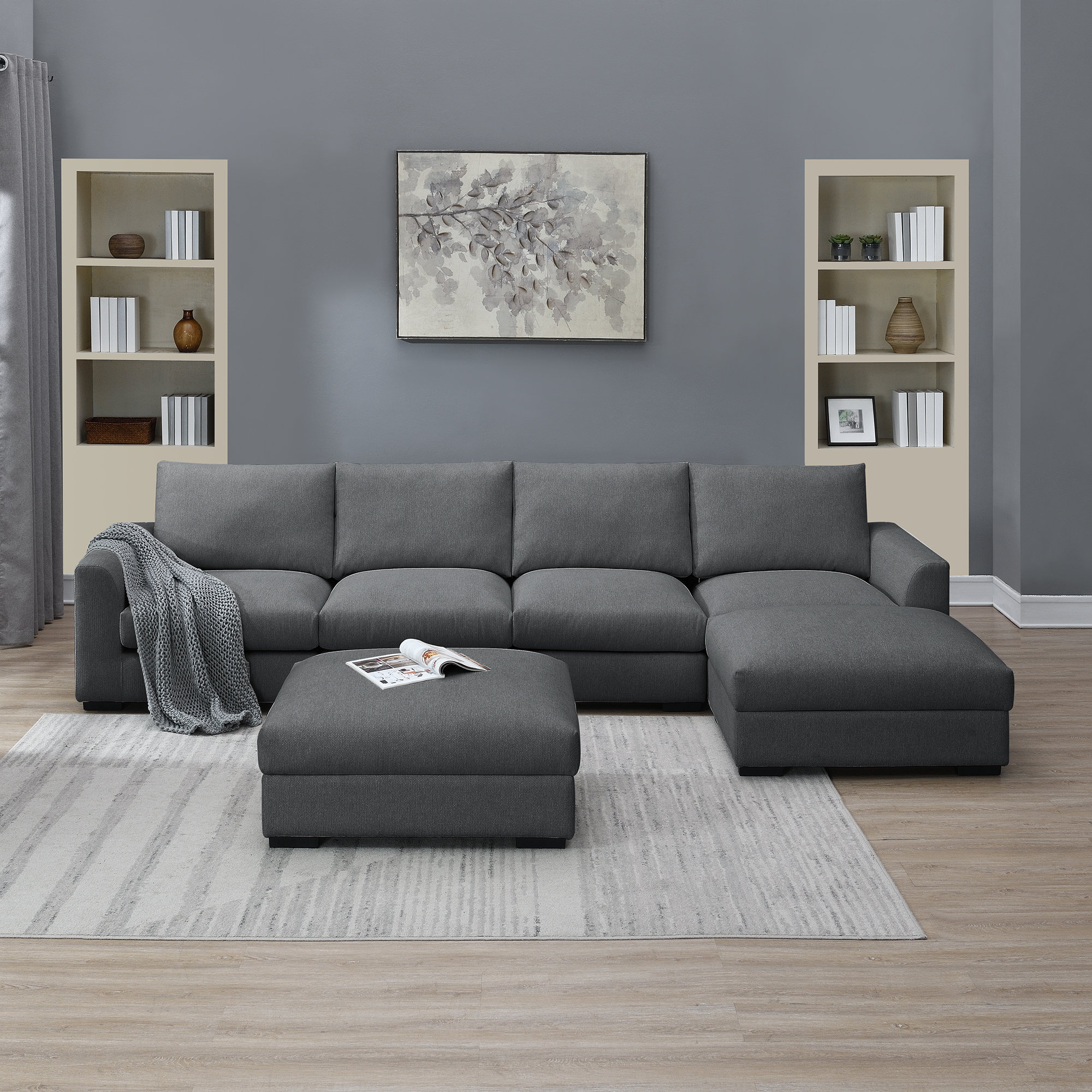 Latitude Run® 6-piece Wide Arm Upholstered Modular Sofa With Storage ...