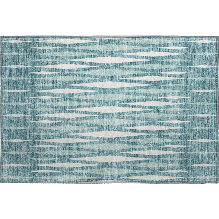 Bungalow Rose Premium Machine Washable Prisco Teal Rug | Wayfair