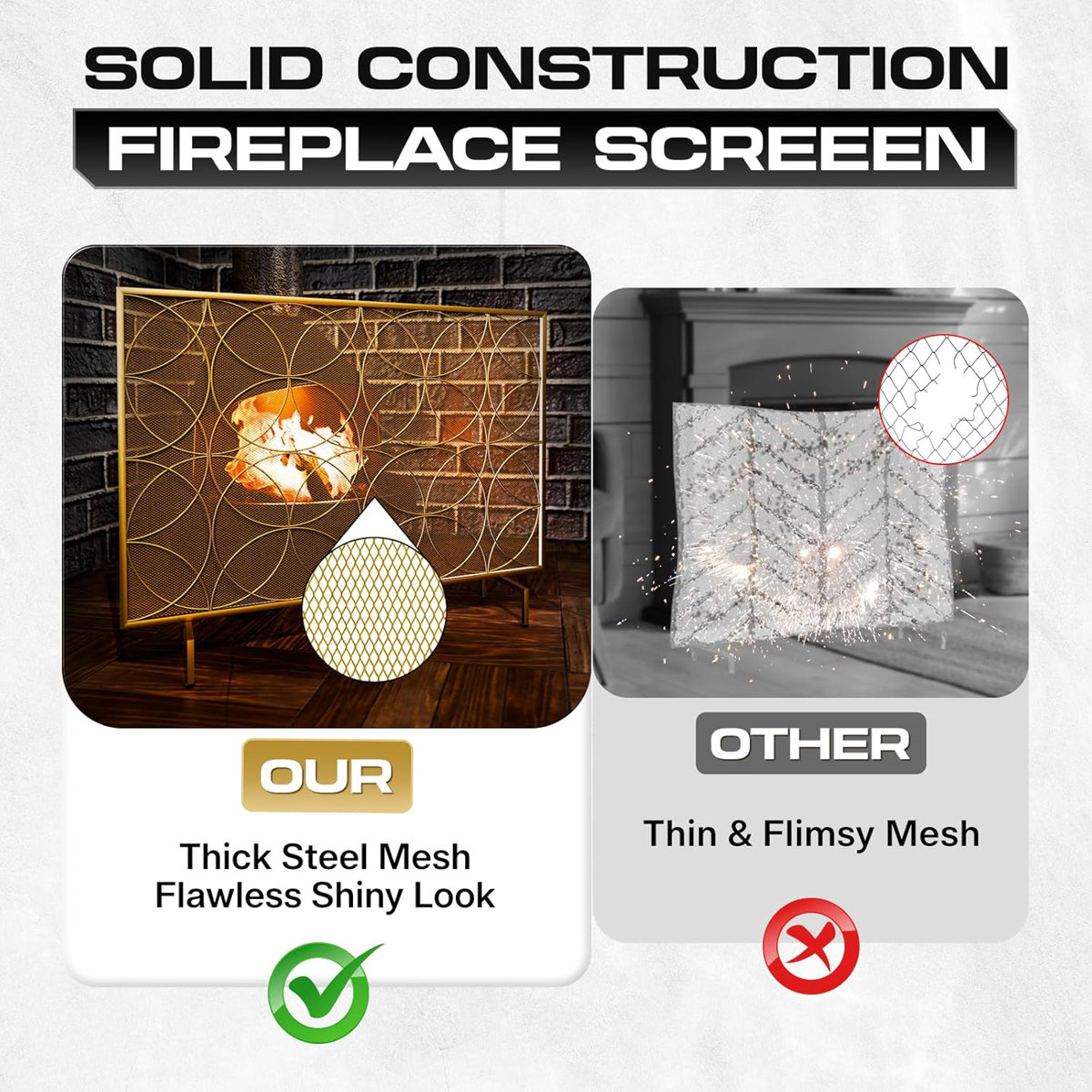 Mercer41 Steel - Fireplace Screen - 1 Panel - Leaf & Flower | Wayfair