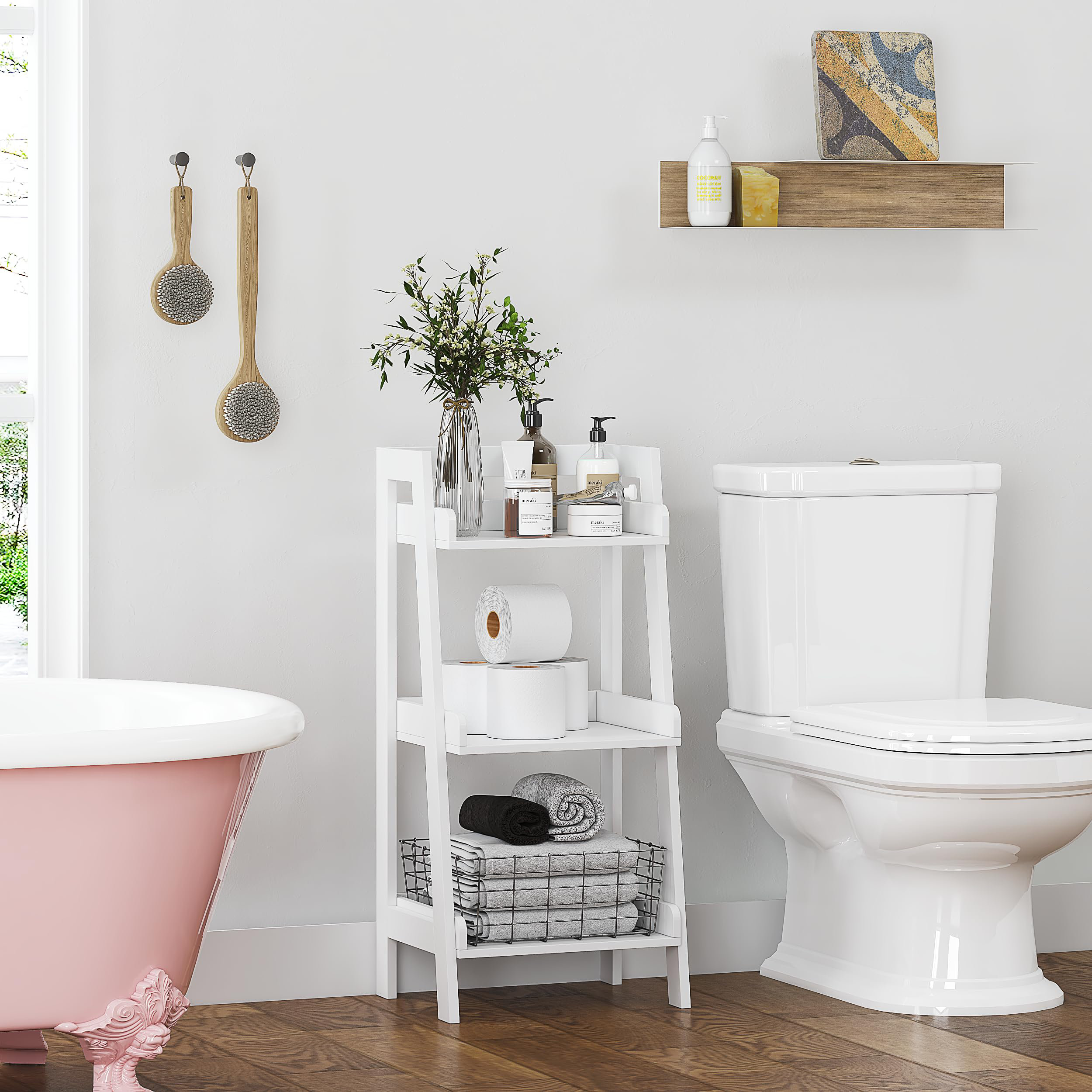 Lark Manor™ 3-Tier Ladder Shelf,3-Shelf Spacesaver Open Wood Shelving ...