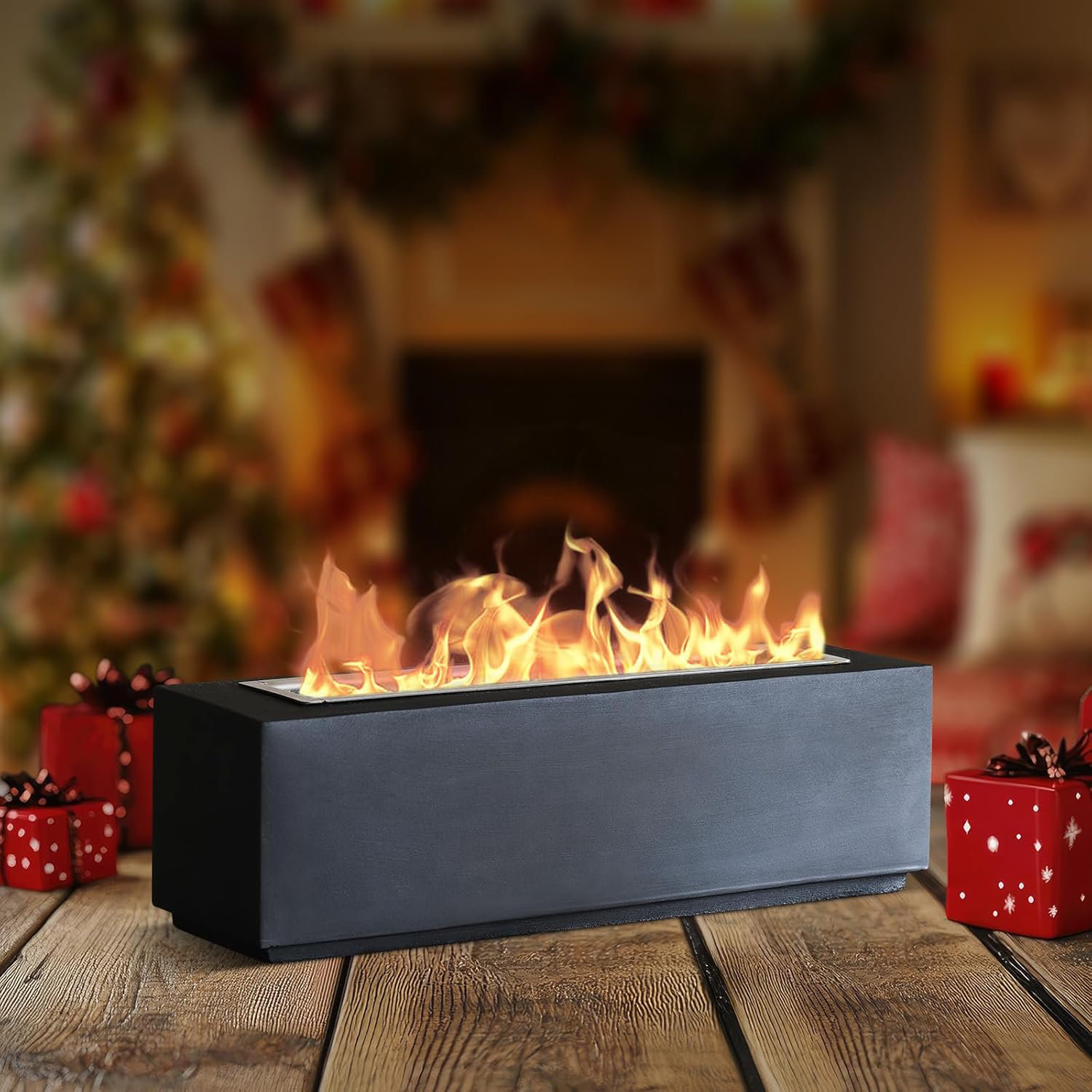 INKEDZ Tabletop Fire Pit - Concrete Outdoor & Indoor Fire Pit Tabletop ...