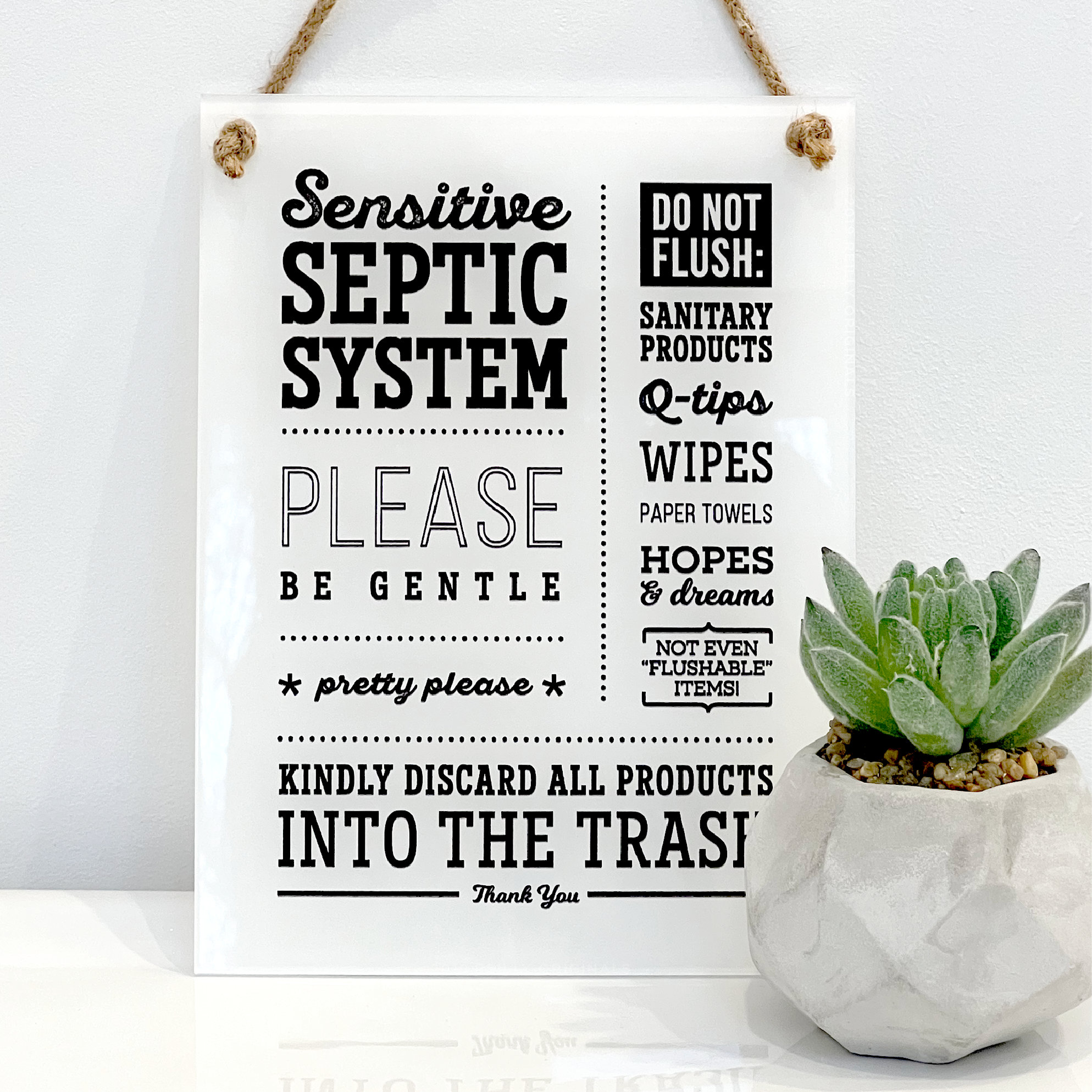 Reilly Originals Septic System Sign, Do Not Flush Sanitary Items, Hopes ...