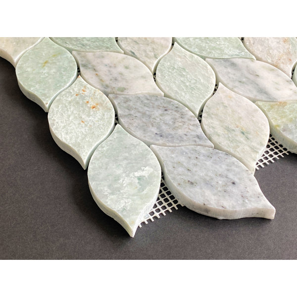 ES Stone 4" x 2" Ming Green Leaf Pattern Marble Novelty Mosaic Tile ...