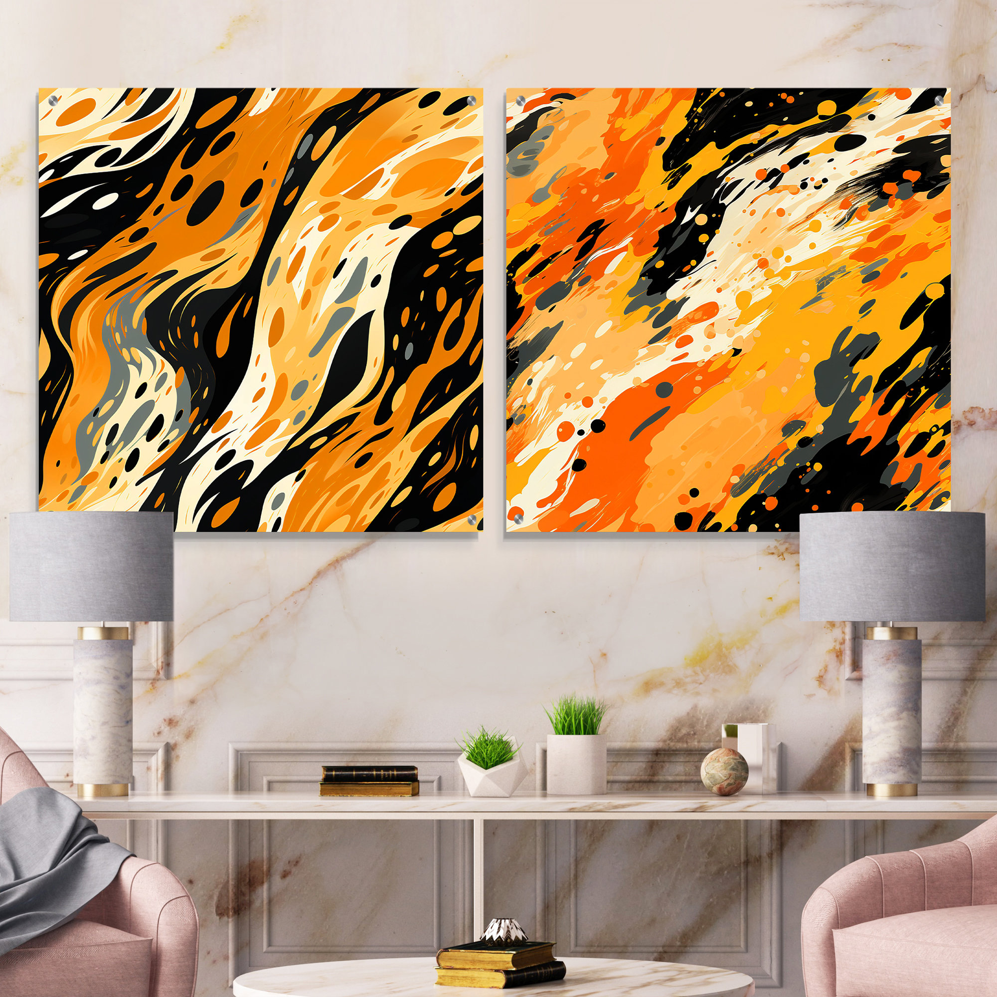 Design Art Yellow And Black Painterly Cheeta Print - Animals Acrylic ...