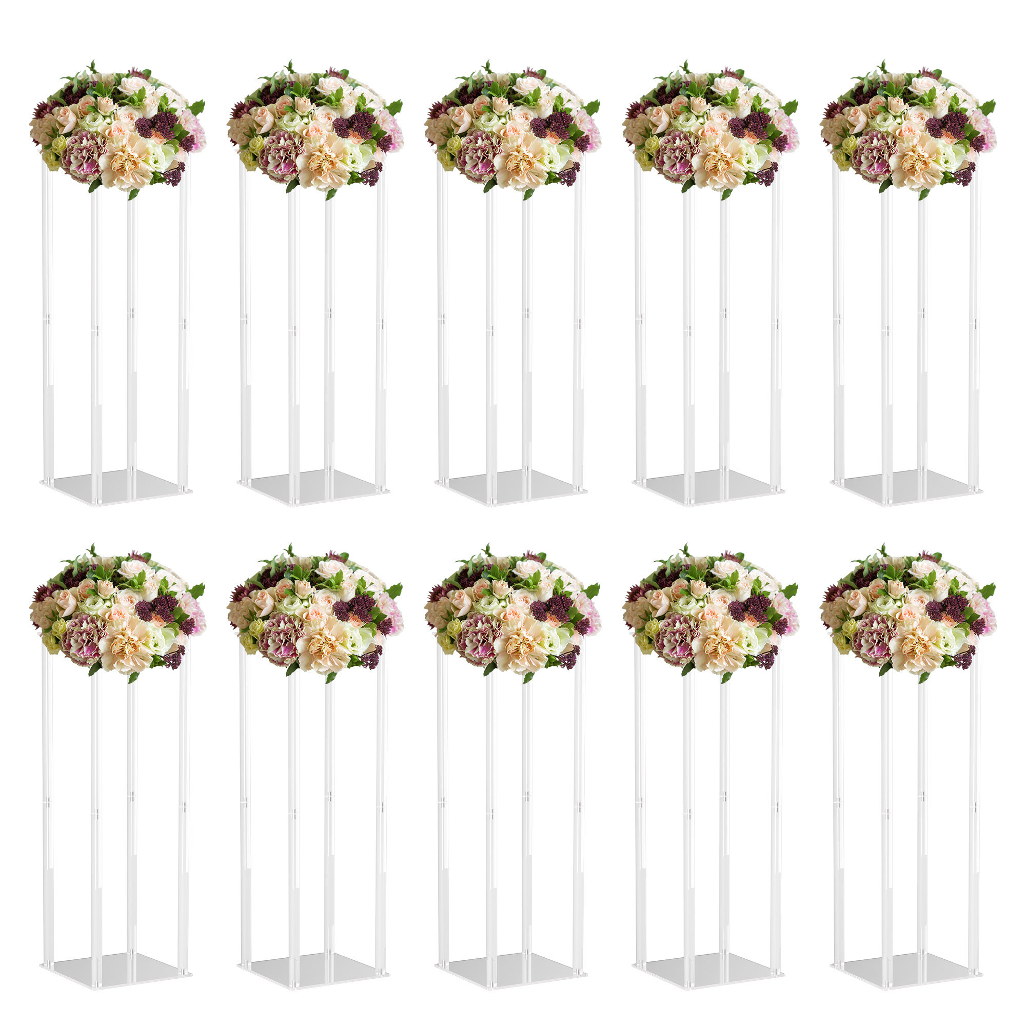 Ivy Bronx Acrylic Clear Vases (set of 10) For Wedding Centerpieces ...