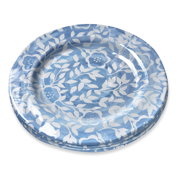 Charlton Home® Elpidio Cottage Blue White Floral Melamine Salad Plates ...