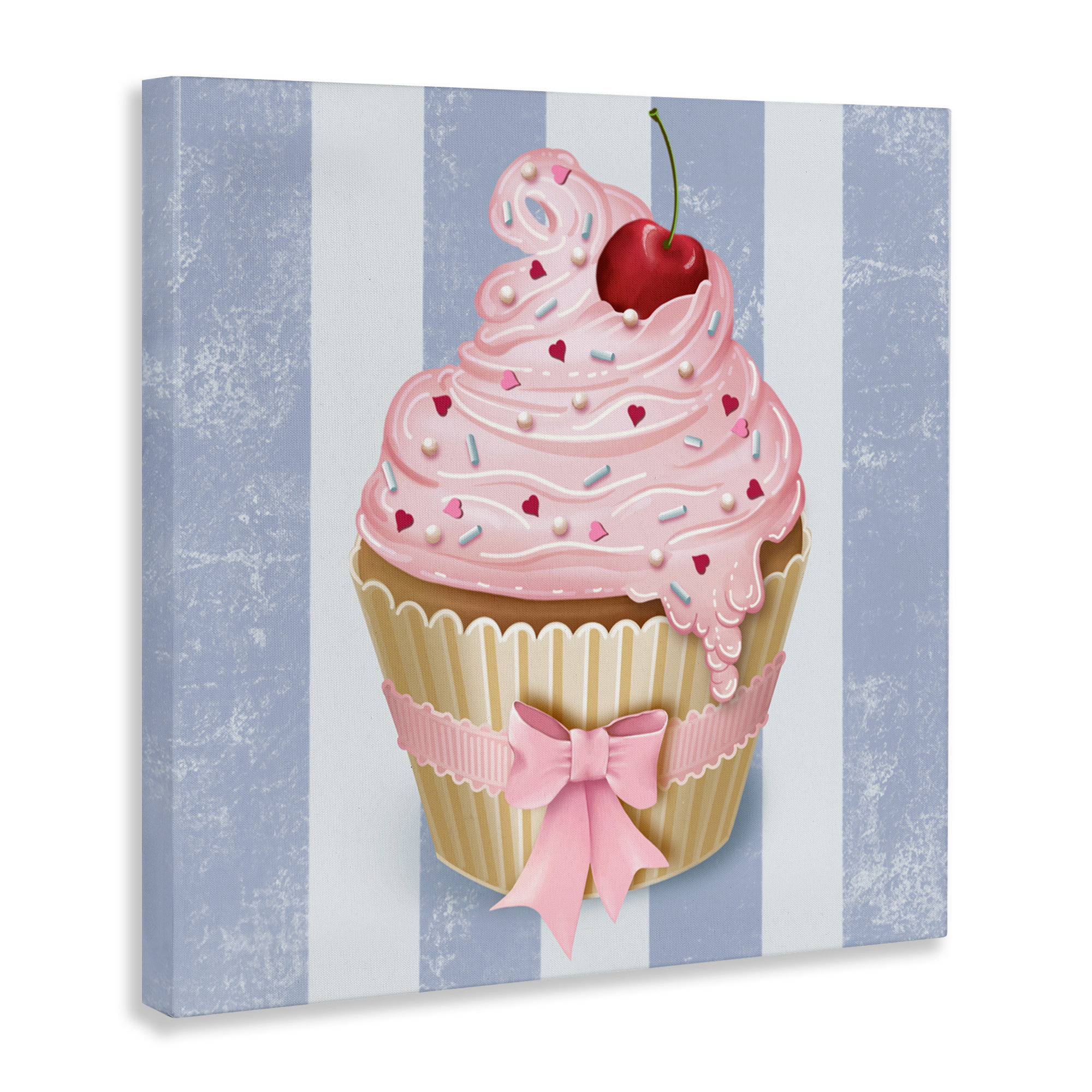 Ebern Designs Pastel Cupcake with Bow Canvas, design by Lori Mosley ...