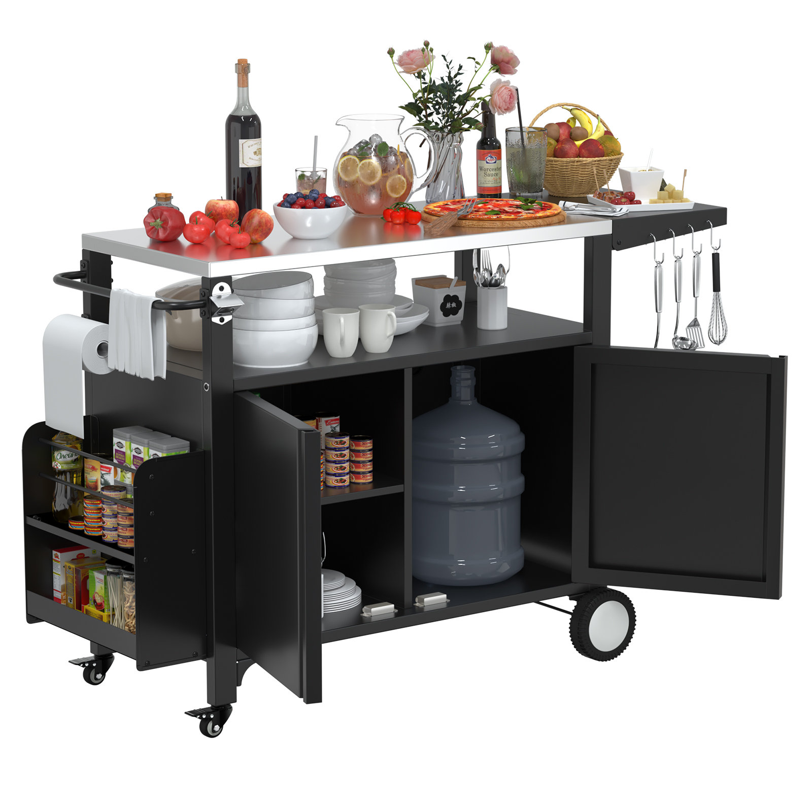 Odaof All-in-one Outdoor Metal Bar Cart | Wayfair