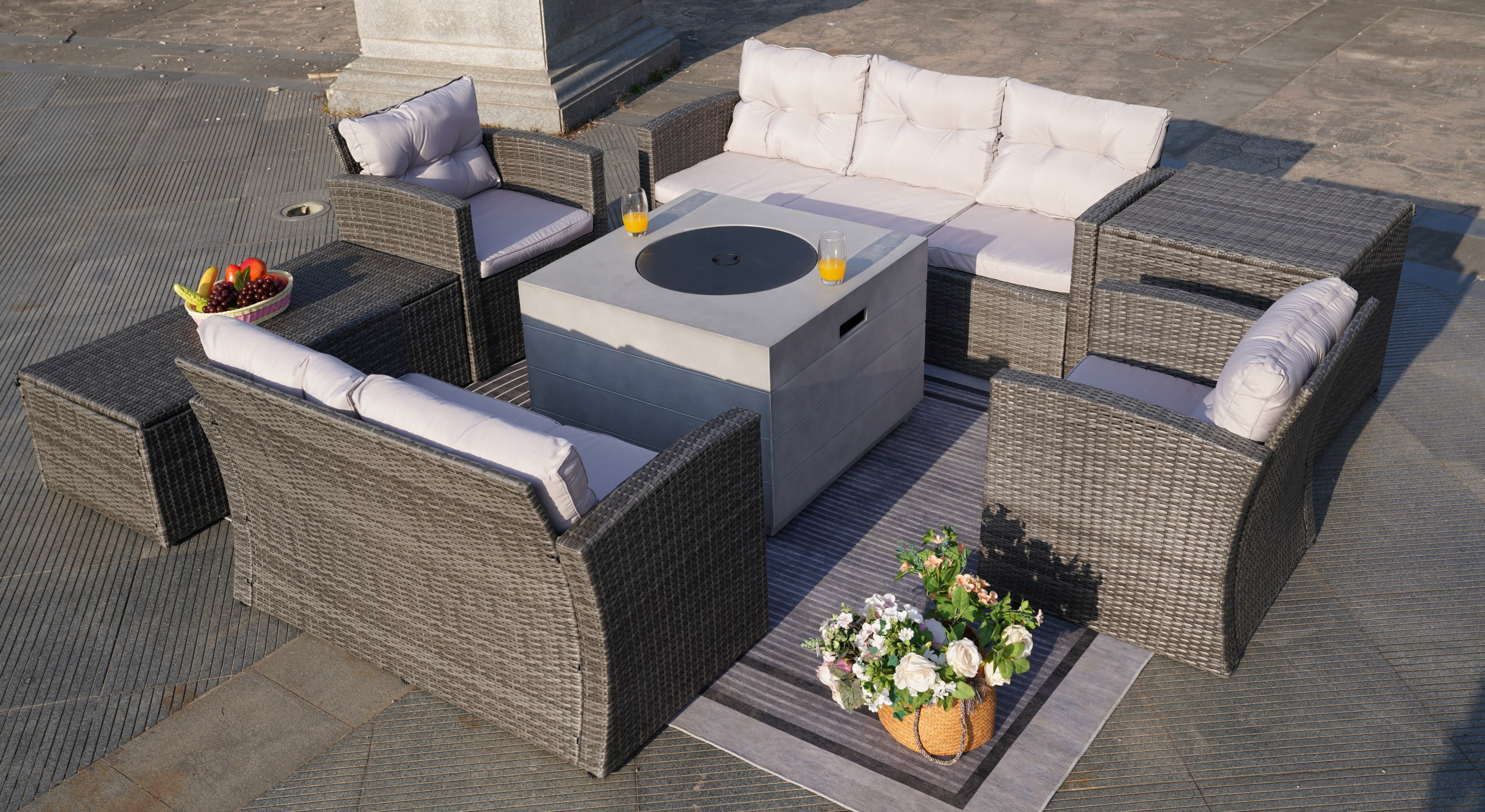 Red Barrel Studio Tolentino Wicker/Rattan 7 - Person Seating Group With ...