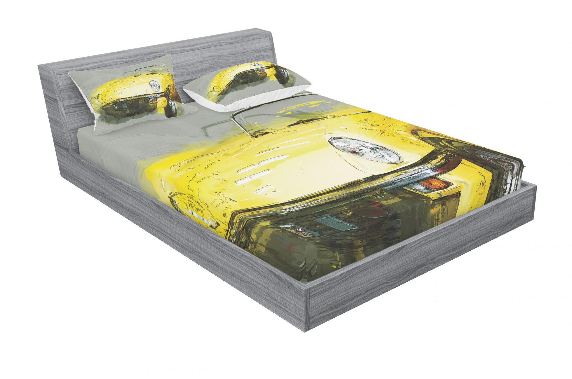 Ambesonne Car Retro Style Classic 50S 60S Cuban American Watercolor Big ...