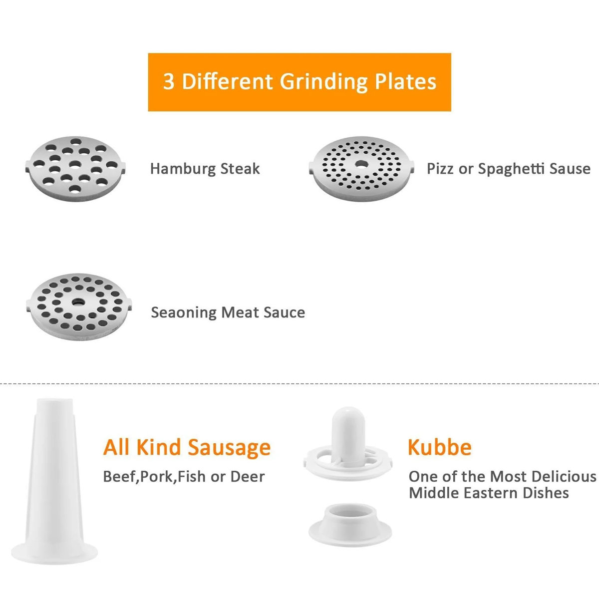 Ancheer Electric Meat Grinder with 3 Grinding Plates, Food Grinder with ...