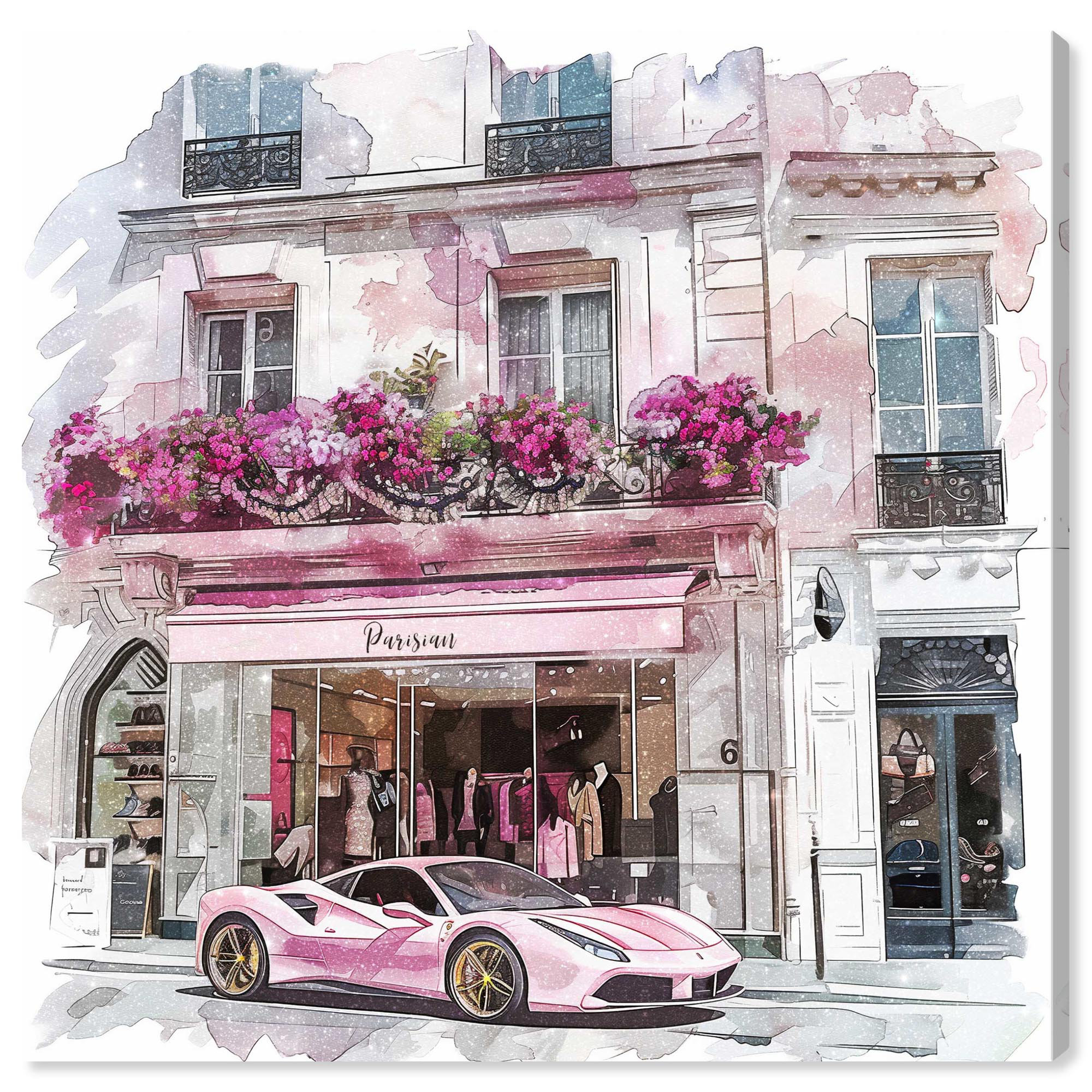 Art Remedy Petite Pink Store Drive By Canvas Fashion Illustration by ...