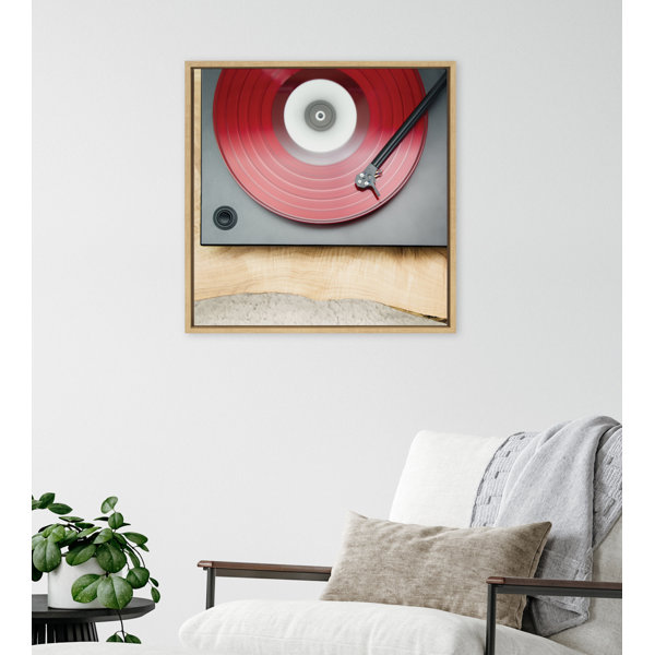Beachcrest Home Shalyce " Vintage Red Vinyl Music " on Canvas | Wayfair
