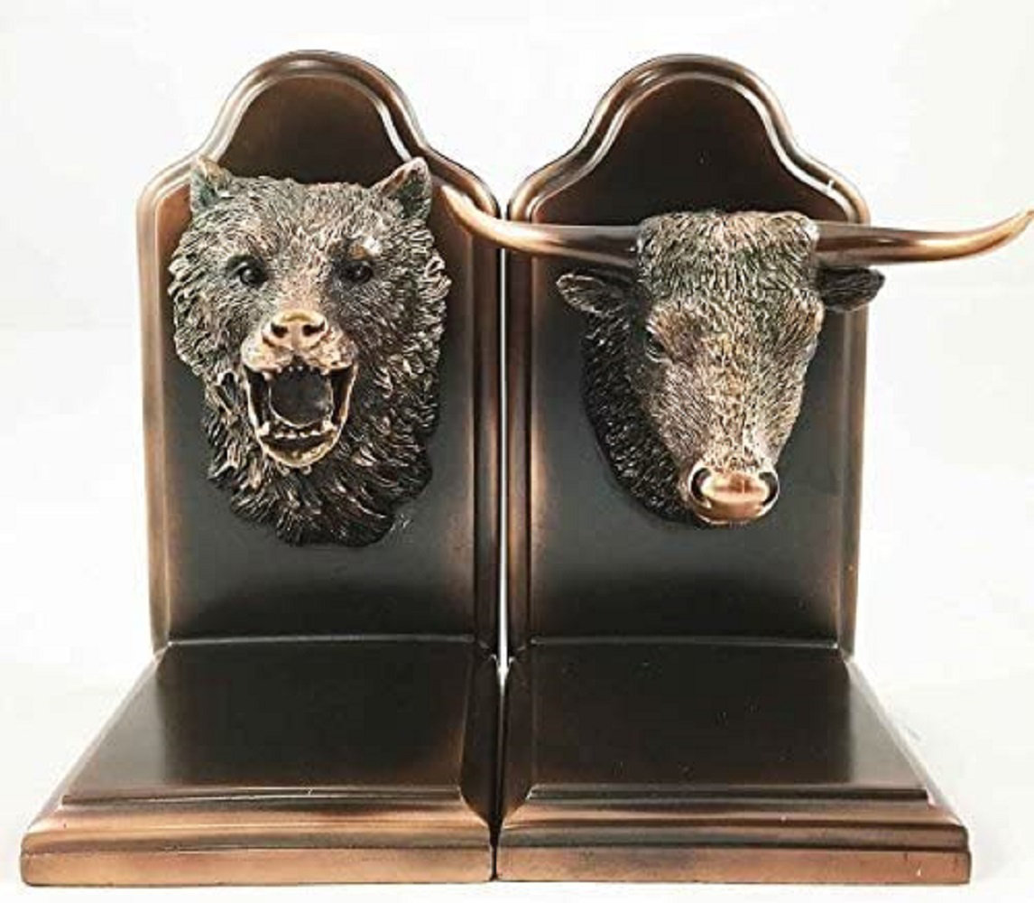Millwood Pines Zent Market Bull and Bear Head Bookends - Wayfair Canada