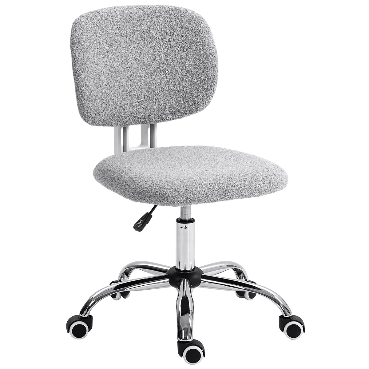 Ebern Designs Cute Armless Office Chair, Teddy Fleece Fabric Computer ...