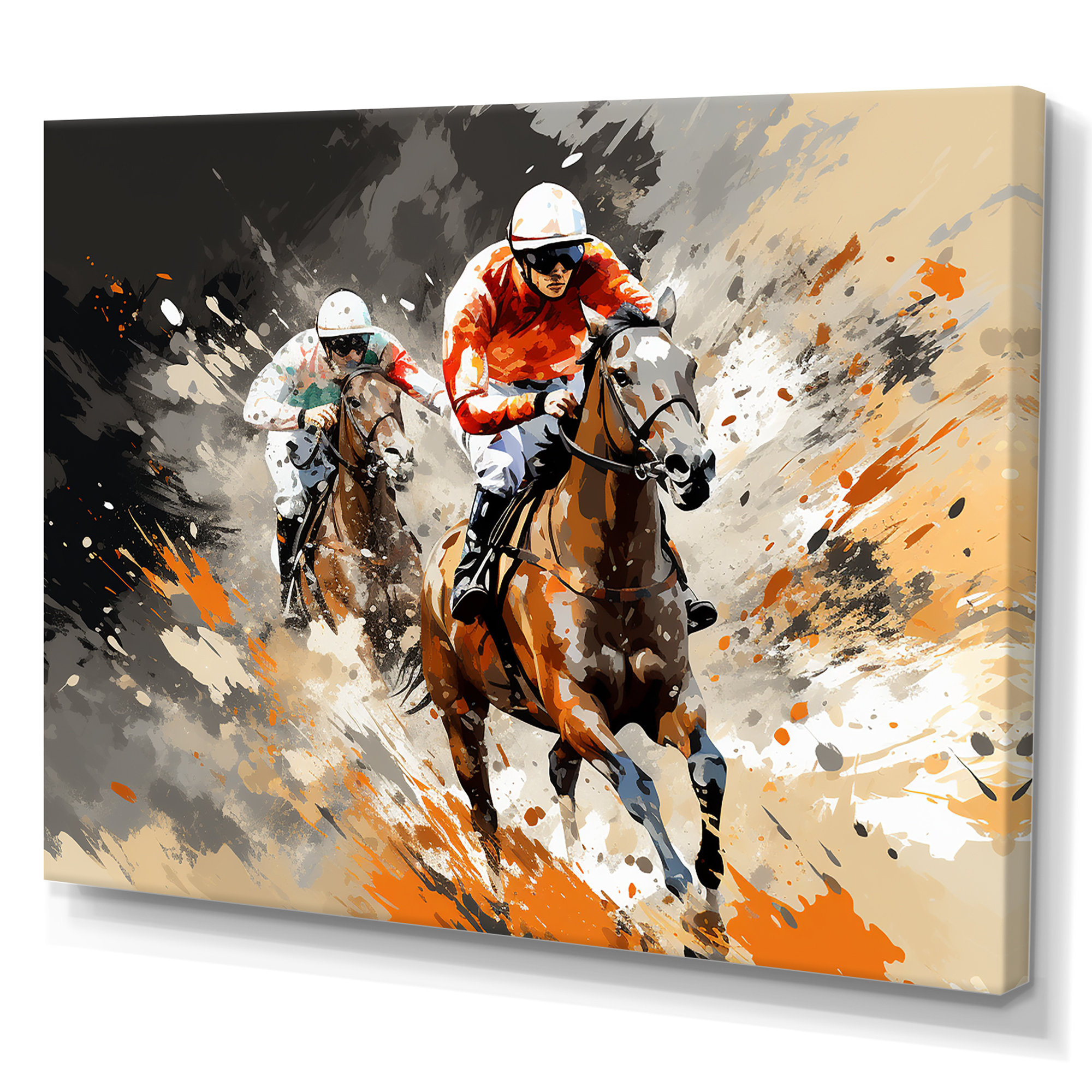 Union Rustic Brown Horse Racing Frenzy - Horse Racing Wall Art | Wayfair