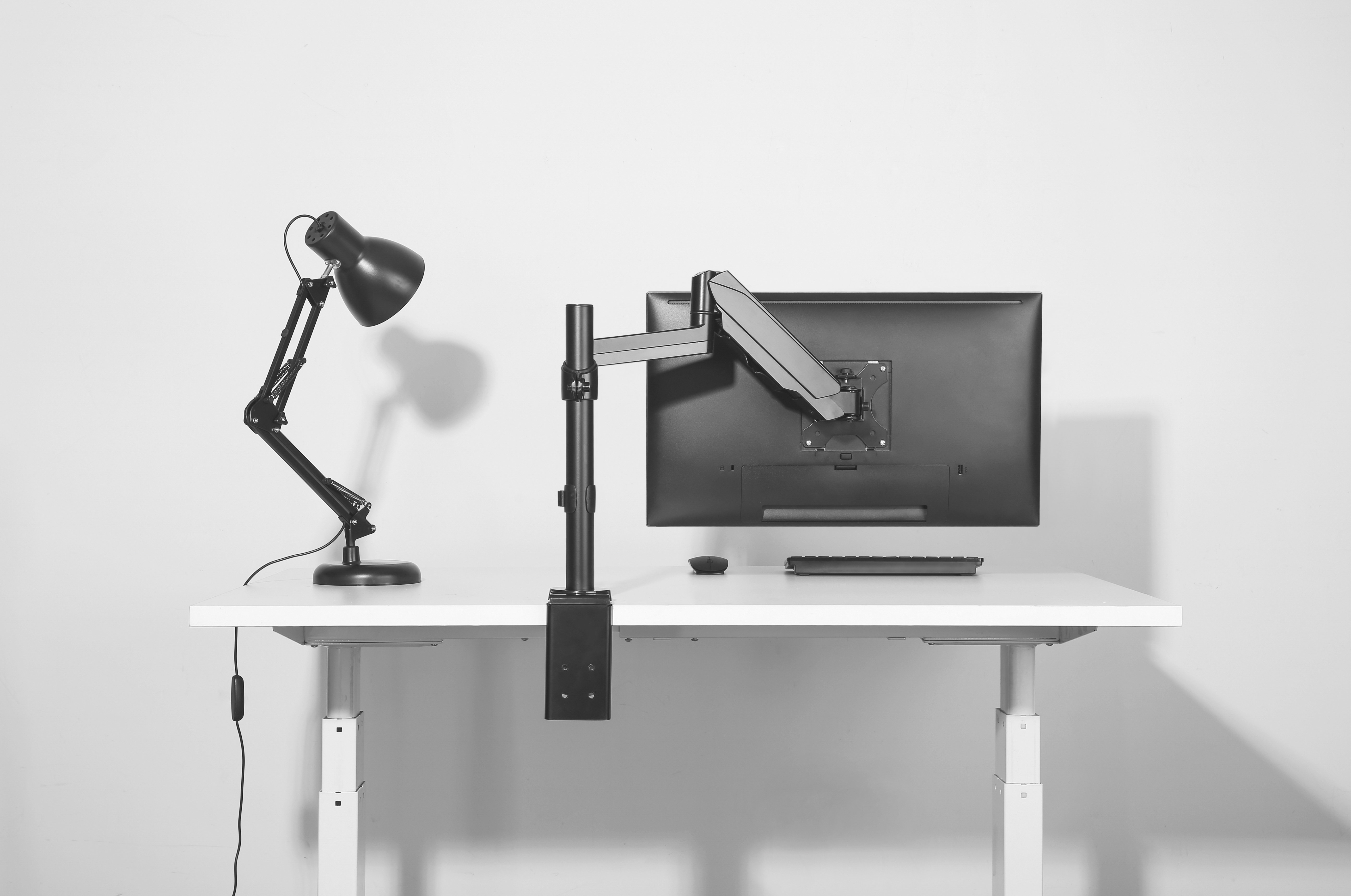 Ivy Bronx Single Monitor Mount Arm Pole Height Adjustable Stand 17"-32 ...