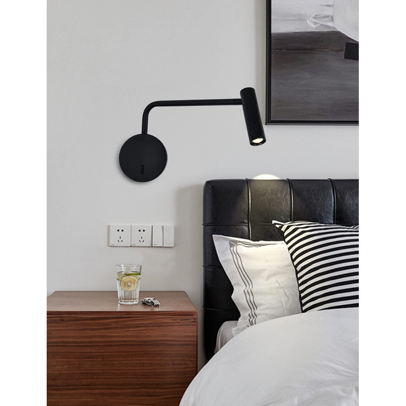 Latitude Run® Wall-Mounted LED Reading Light for Bedroom – Hardwired ...