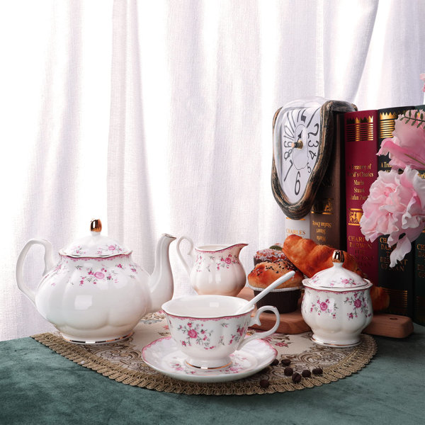Red Barrel Studio® Vintage Porcelain Tea Set Tea Party, Tea Cup And ...