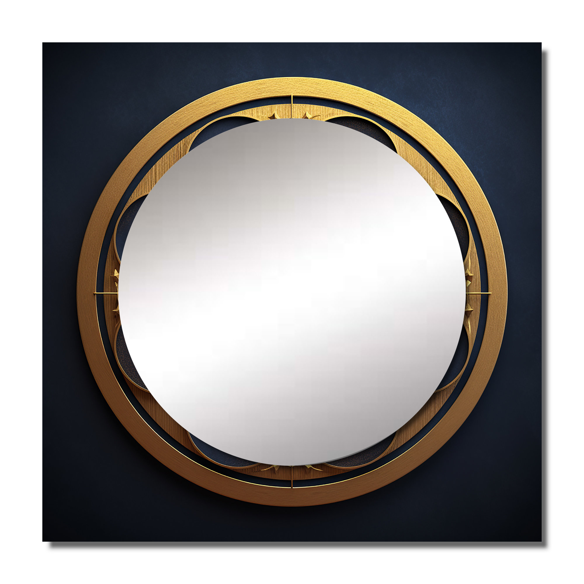 Design Art Sacred Geometry In Blue And Gold I - Modern Geometric Square ...