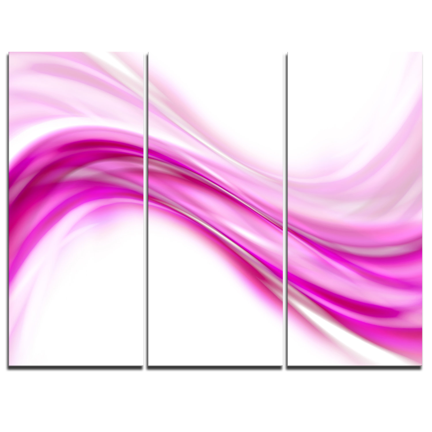Design Art Abstract Pink Downward Waves - 3 Piece Graphic Art on ...