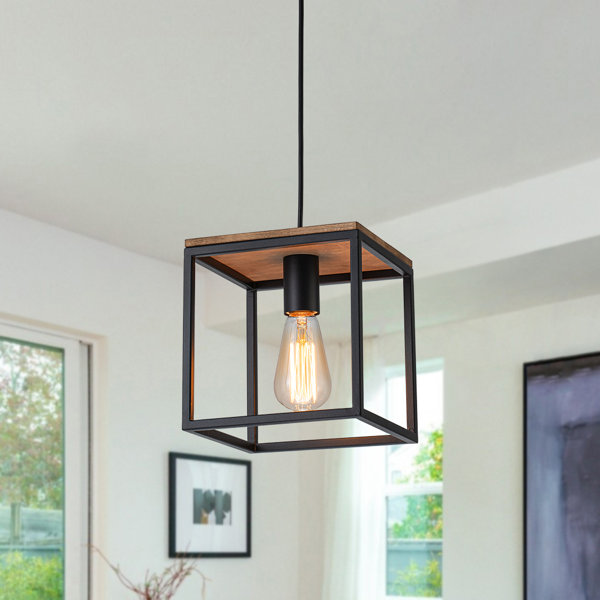 17 Stories Industrial 1-Light Square Cage Pendant | Wayfair