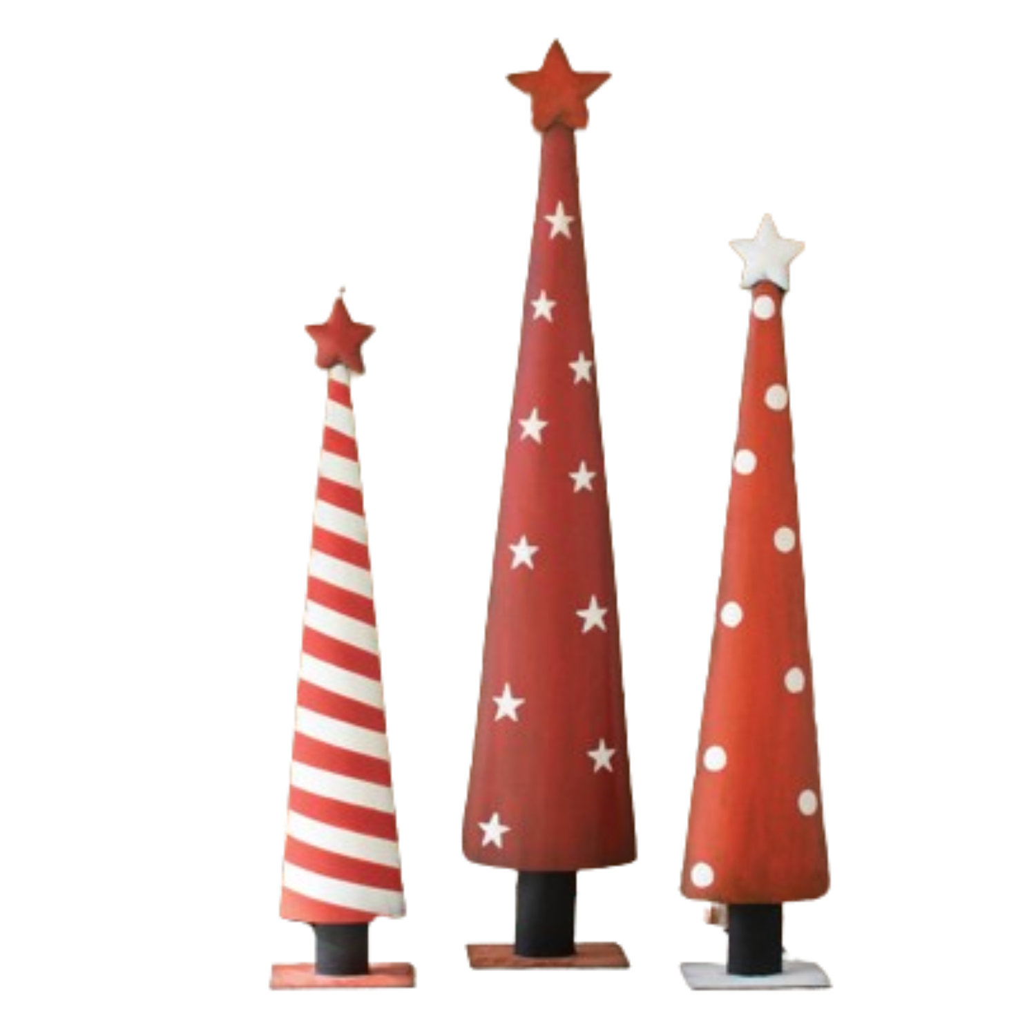 Kalalou Set Of 3 Decorative Painted Christmas Topiaries In Multicolor ...