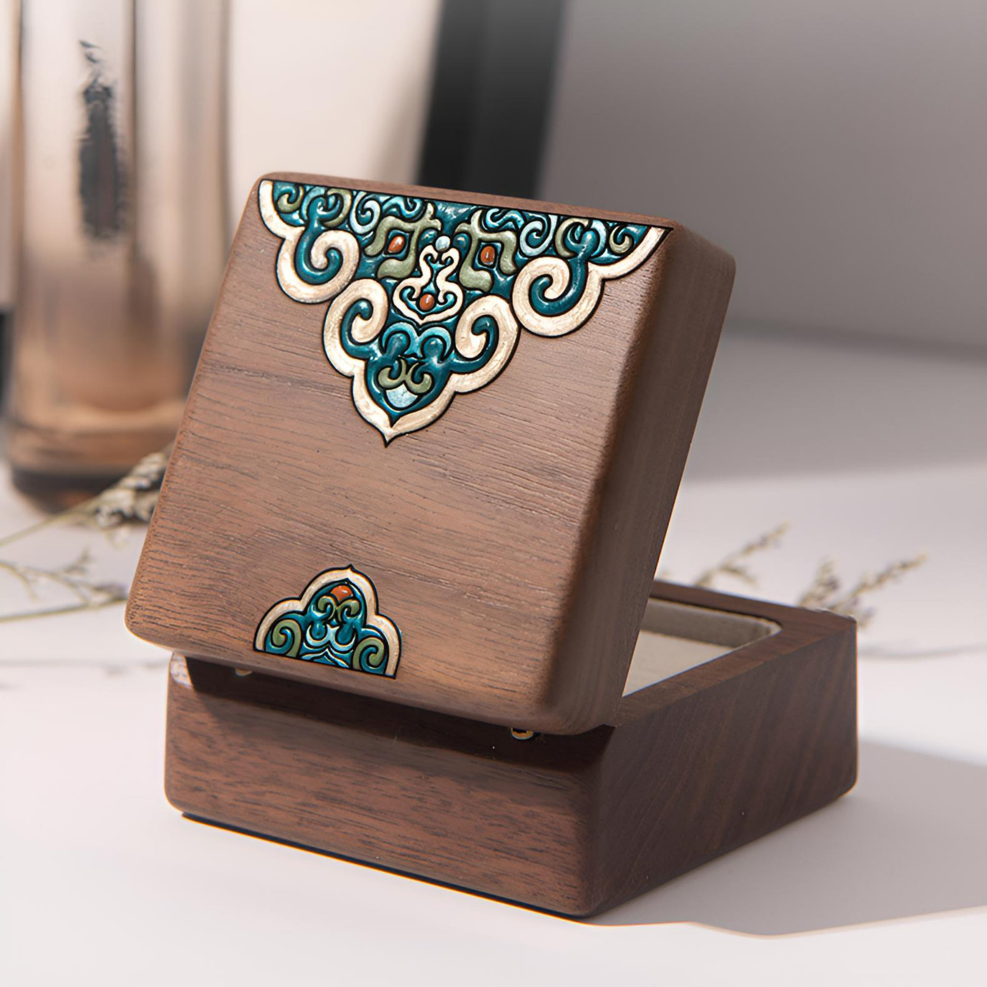 Ophelia & Co. Walnut Ring Box Retro Jewelry Box Natural Solid Wood ...