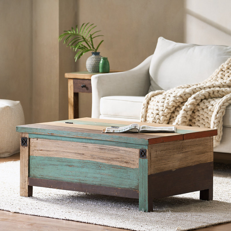 Union Rustic Solid Wood 4 Legs Coffee Table with Storage & Reviews ...