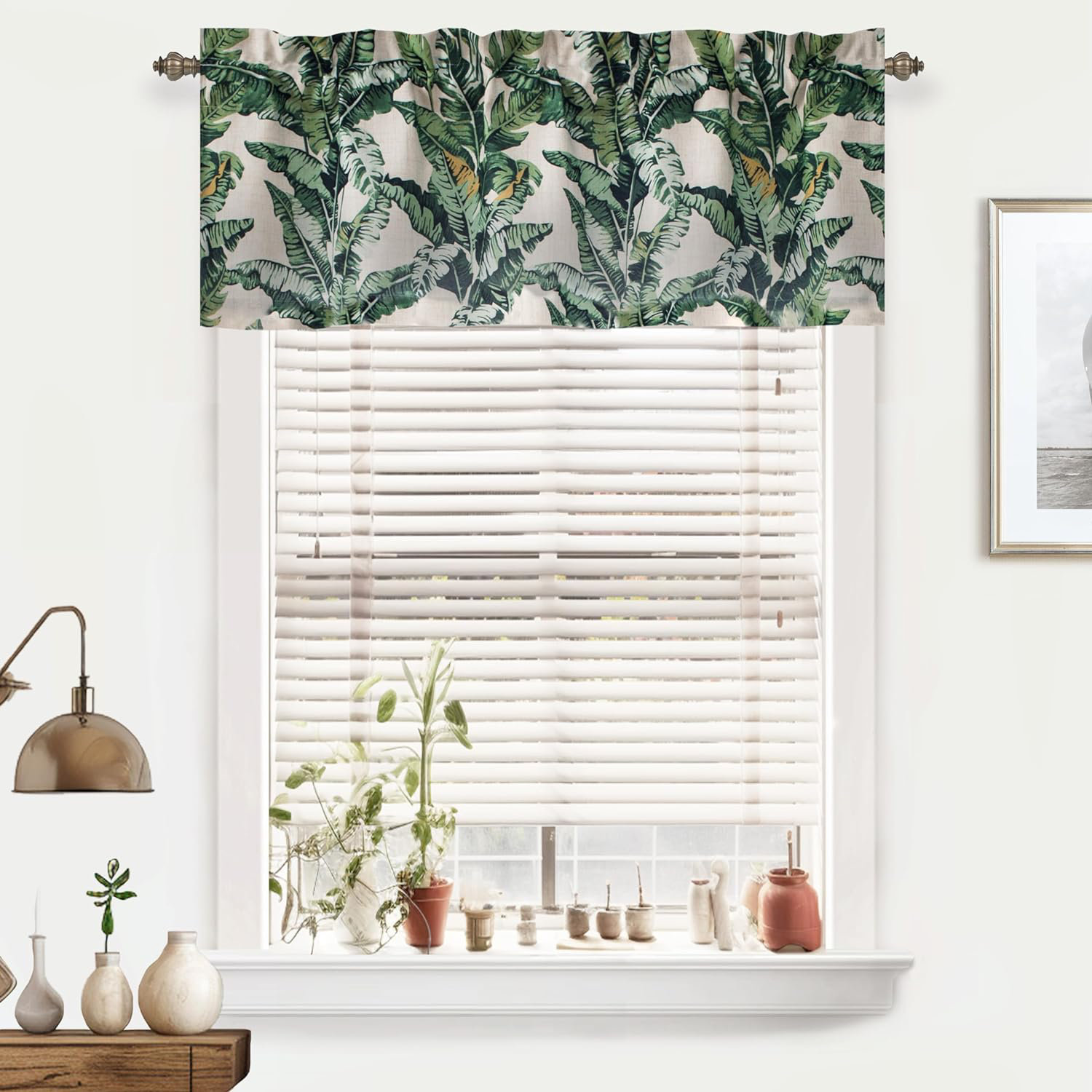 Bayou Breeze Dorene Banana Leaves 52" Window Valance | Wayfair