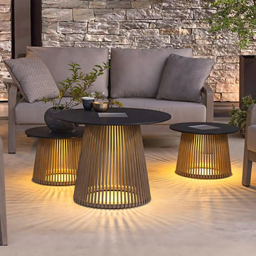 Mercer41 Outdoor Patio Side Table with Solar Lights | Wayfair