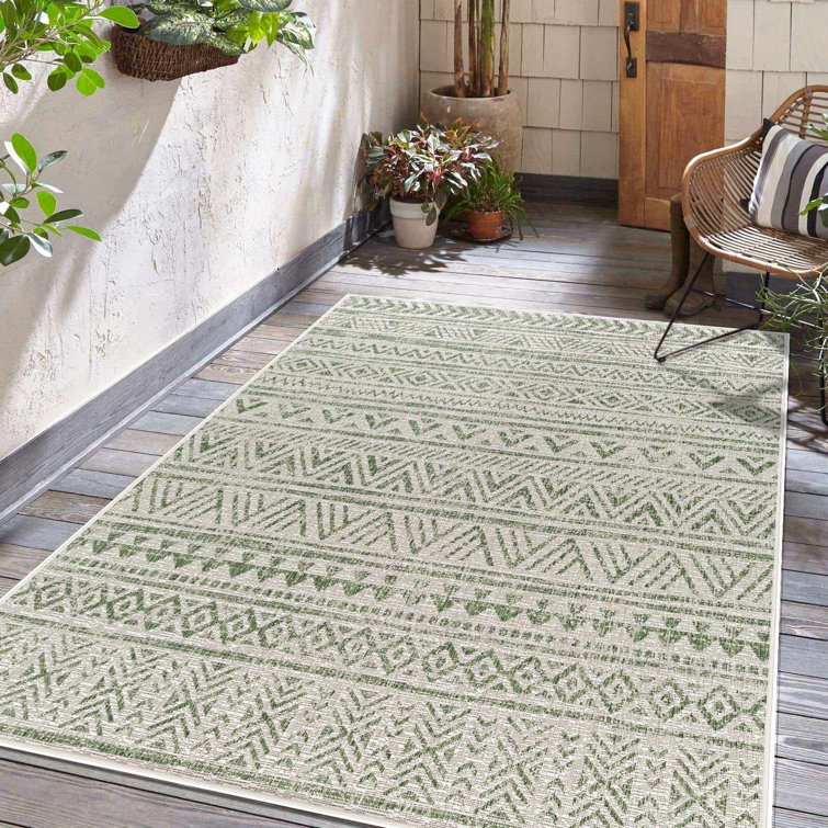 The Twillery Co.® Granby Green Indoor/Outdoor Area Rug & Reviews | Wayfair