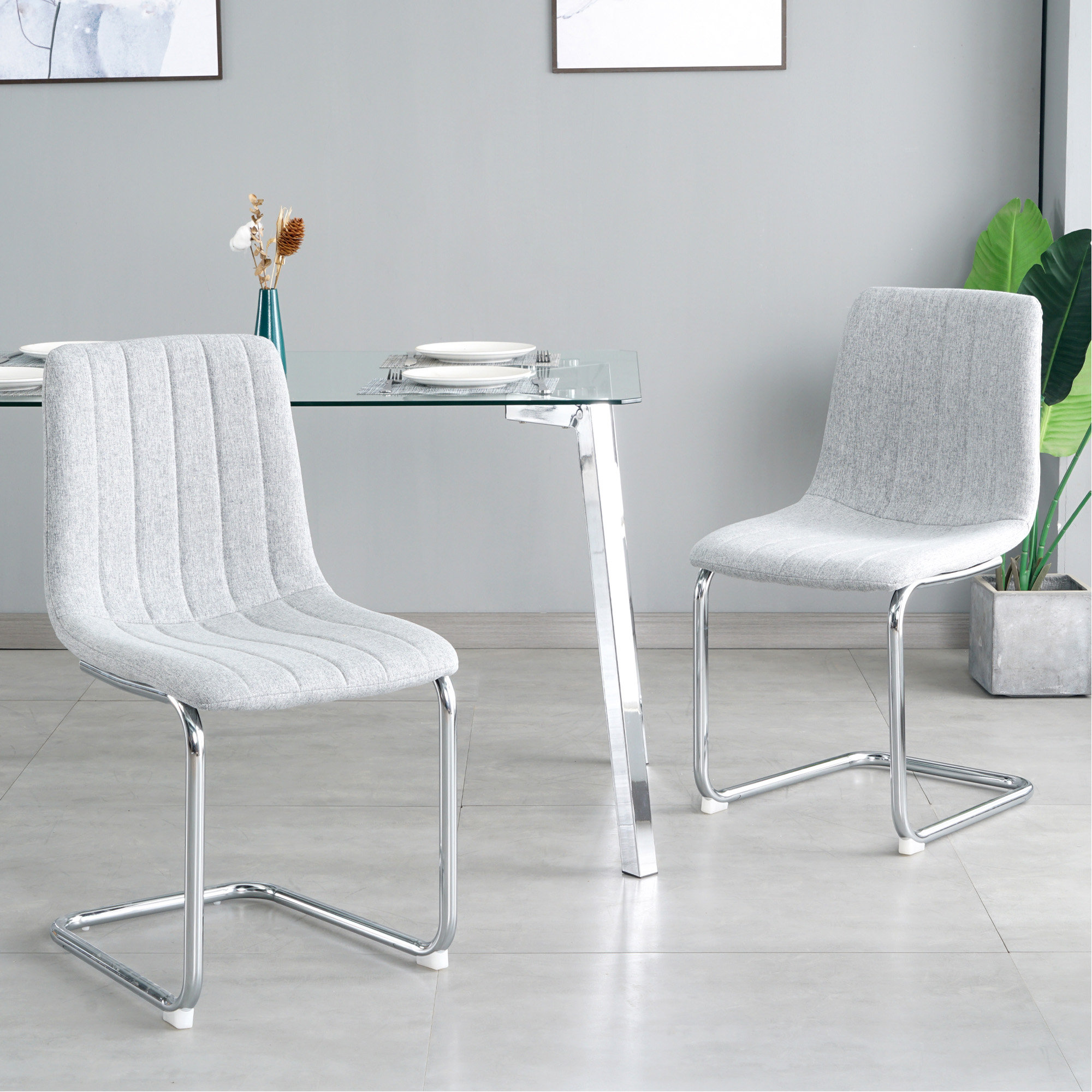 Wrought Studio Luxurious Metal-Legged Dining Chair With Plush Sponge ...