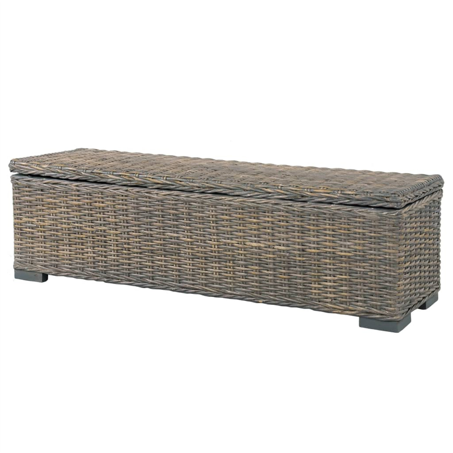 17 Stories Storage Box 120 Cm Grey Kubu Rattan And Solid Mango Wood ...