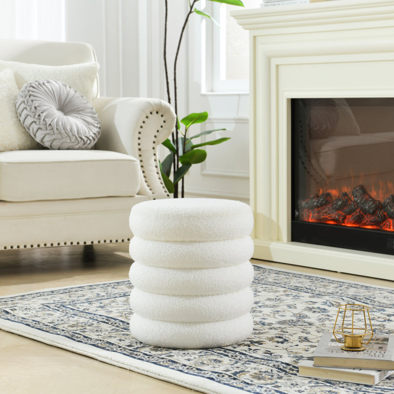 Wrought Studio™ Delphina Modern Boucle Ottoman Footstool, Under Desk ...