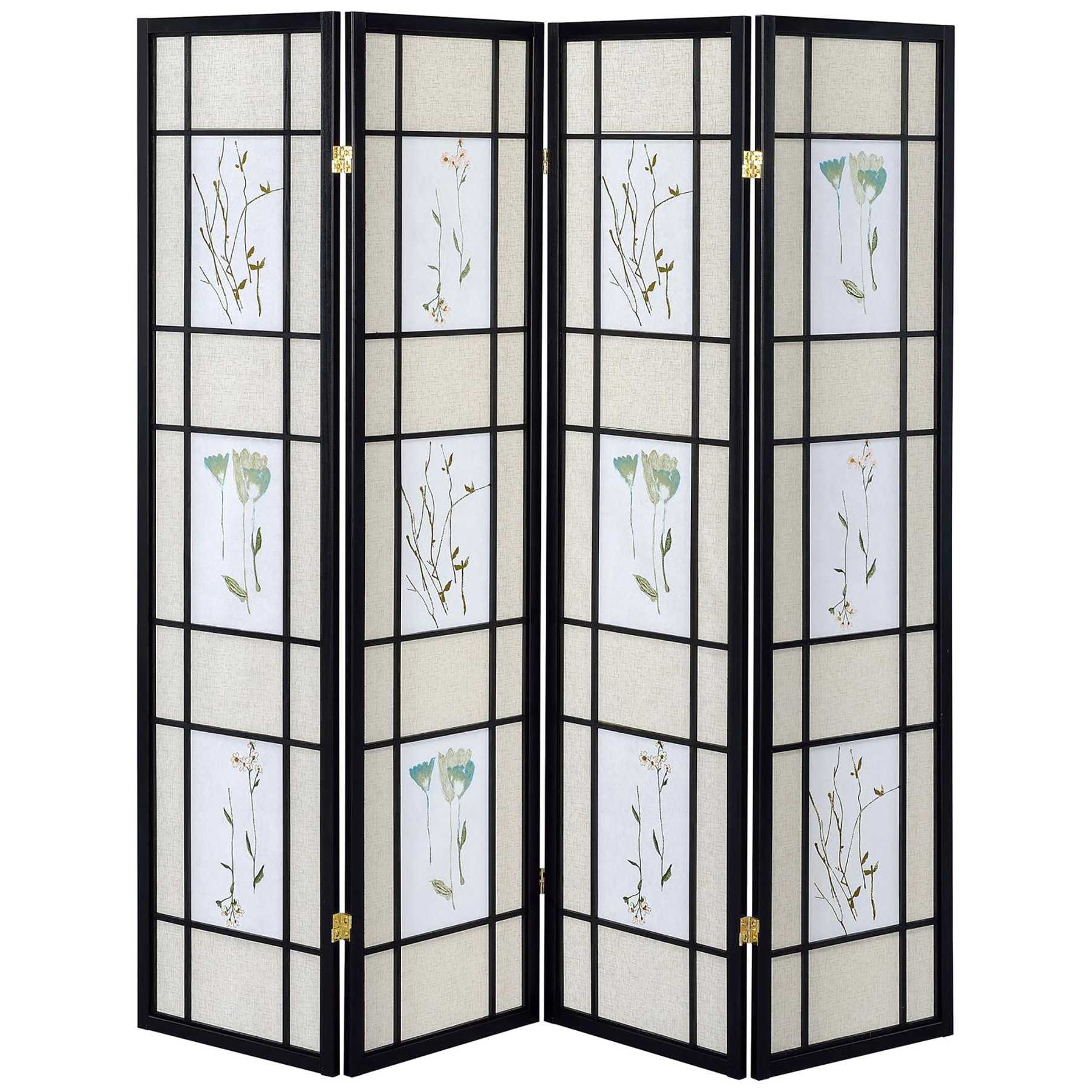LavishLodge 0.73 Inch Deep Privacy Screen With Floral Print - Black ...