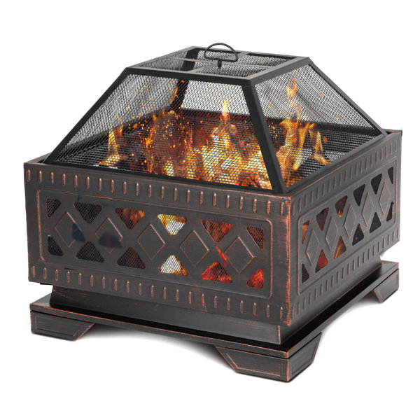 JINBI Lattice Design Large Fire Pit Brazier With BBQ Grill And Mesh ...