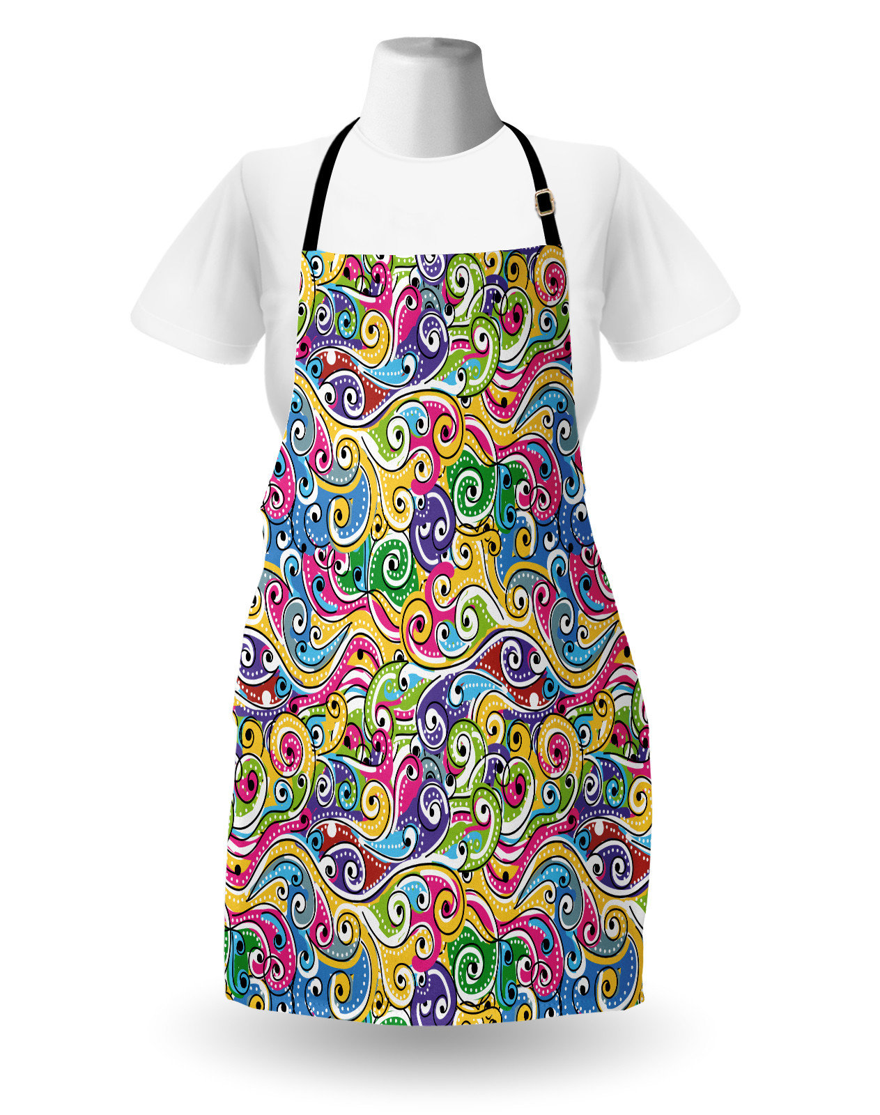 East Urban Home Wave Apron Unisex, Funky Doodle Summer Art, Adult Size ...
