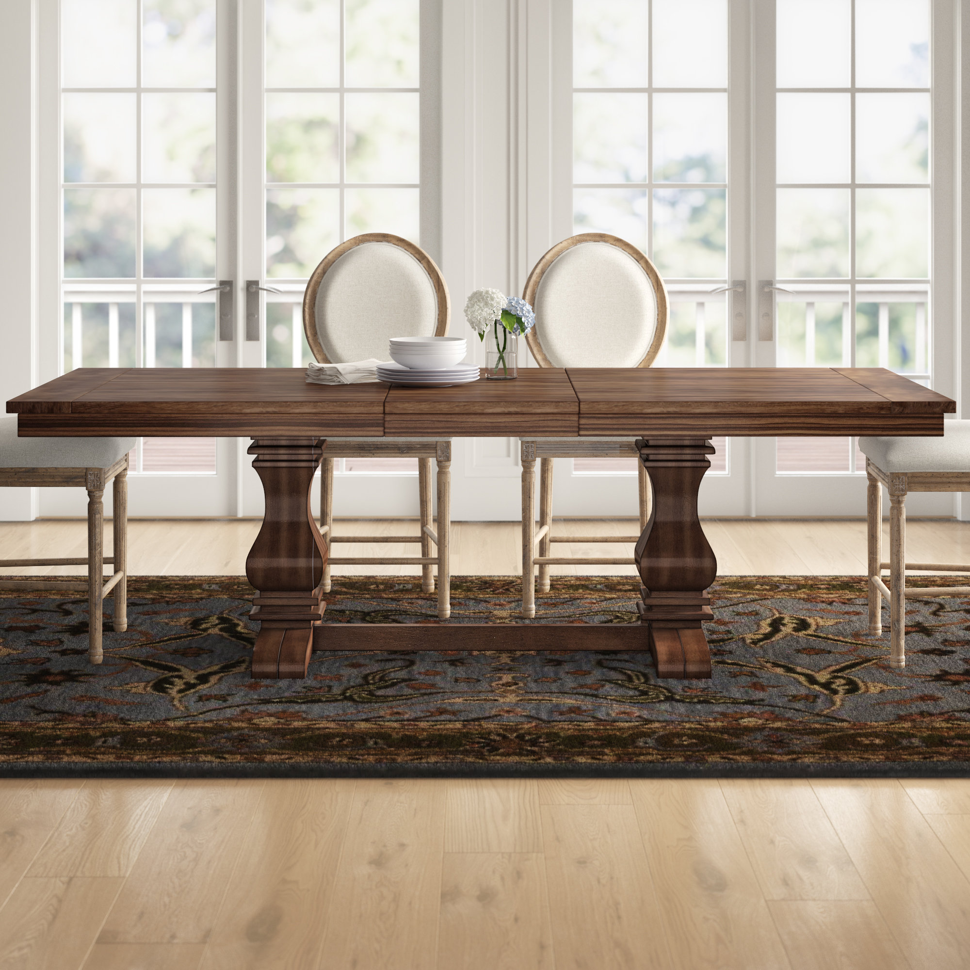 Three Posts™ Karlin Poplar Solid Wood Extendable Dining Table & Reviews | Wayfair