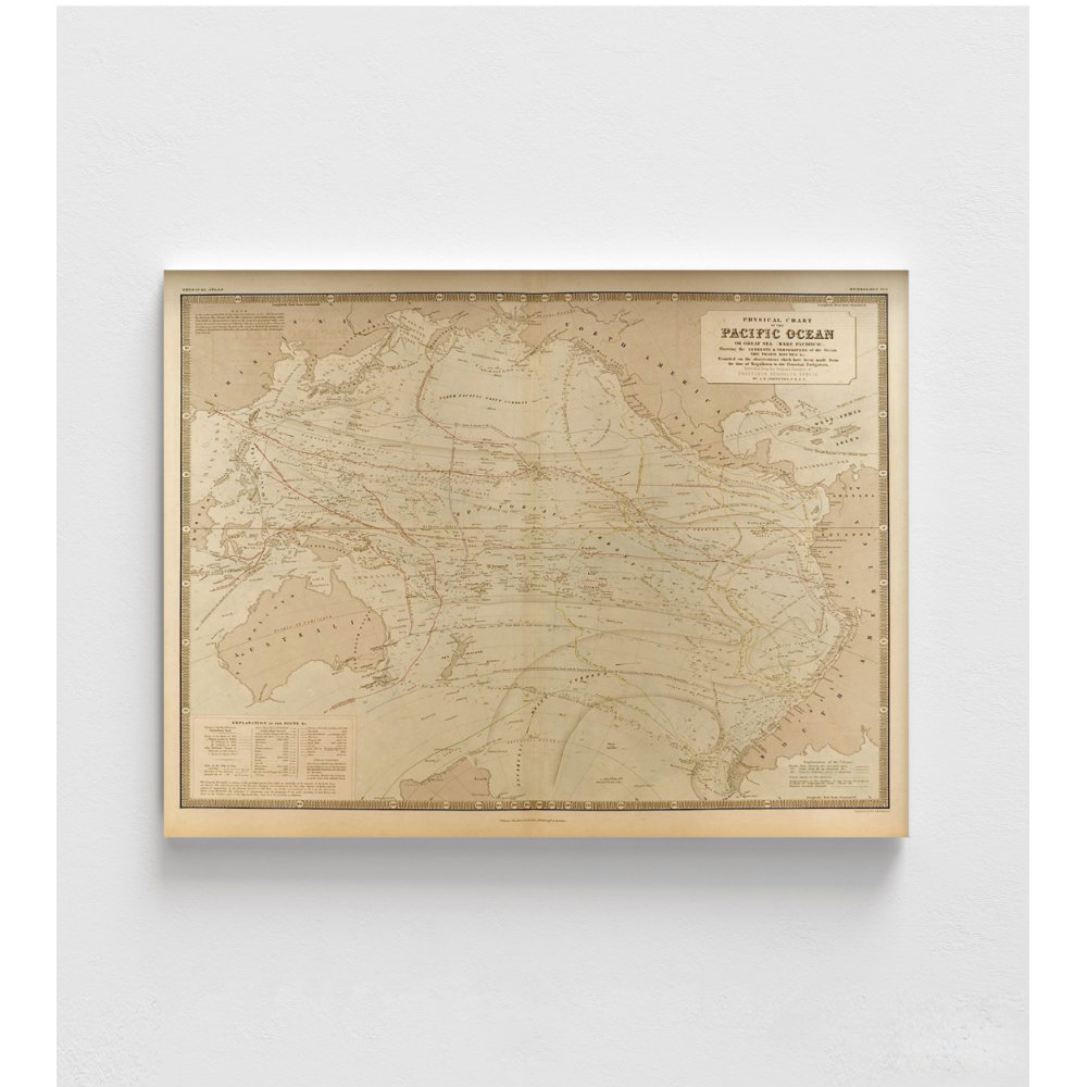 WeFrameArt Physical Chart Of The Pacific Ocean By Vintage Maps, Antique ...