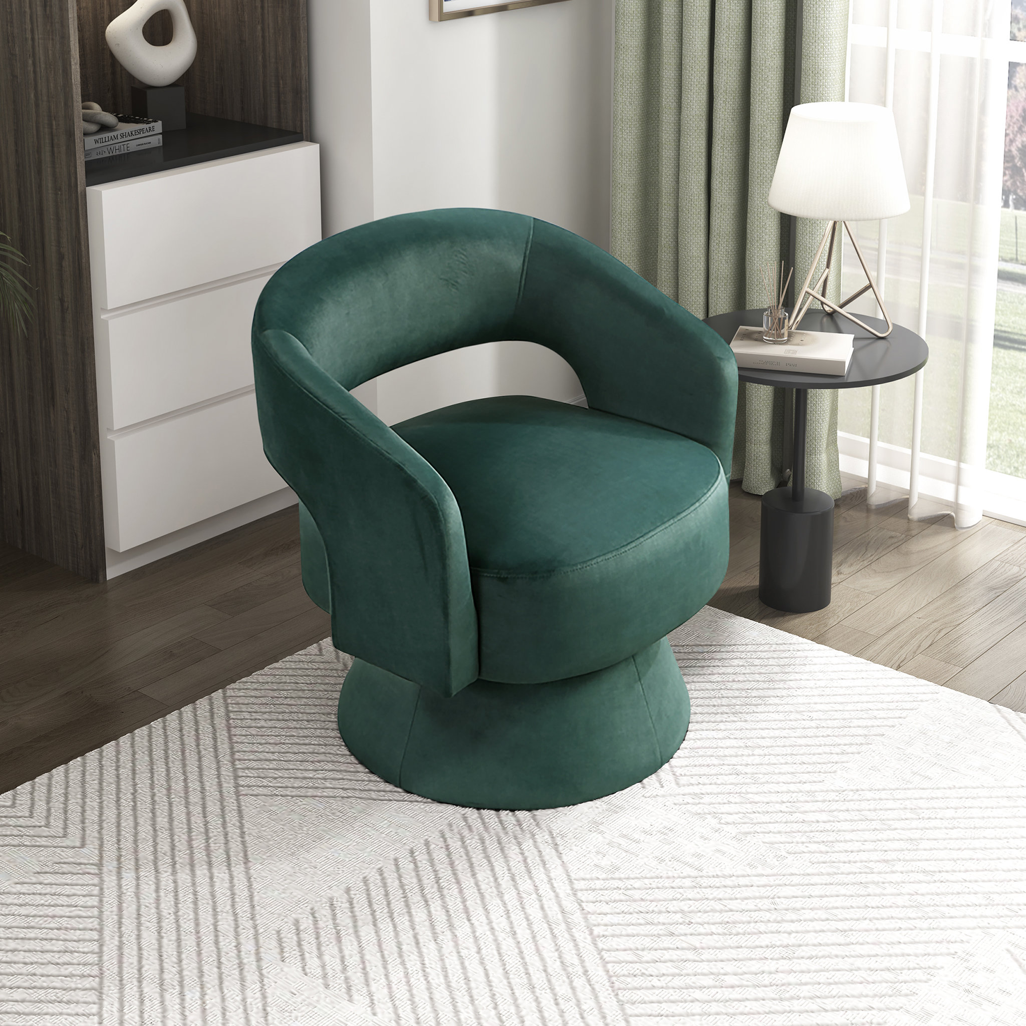 George Oliver Deryn 27" Modern Swivel Barrel Chair – 360° Rotating ...
