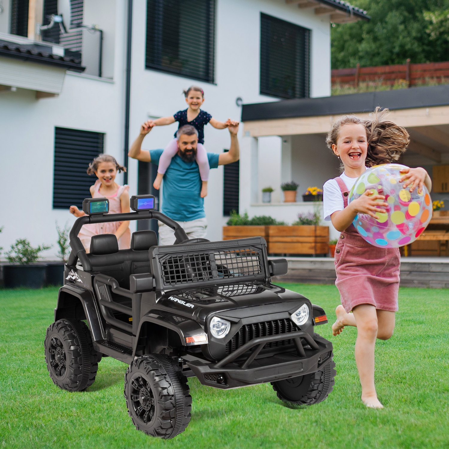 EROMMY Motorized Kids Ride On Jeep Car, 12 V 4.5 Ah Battery Powered ...
