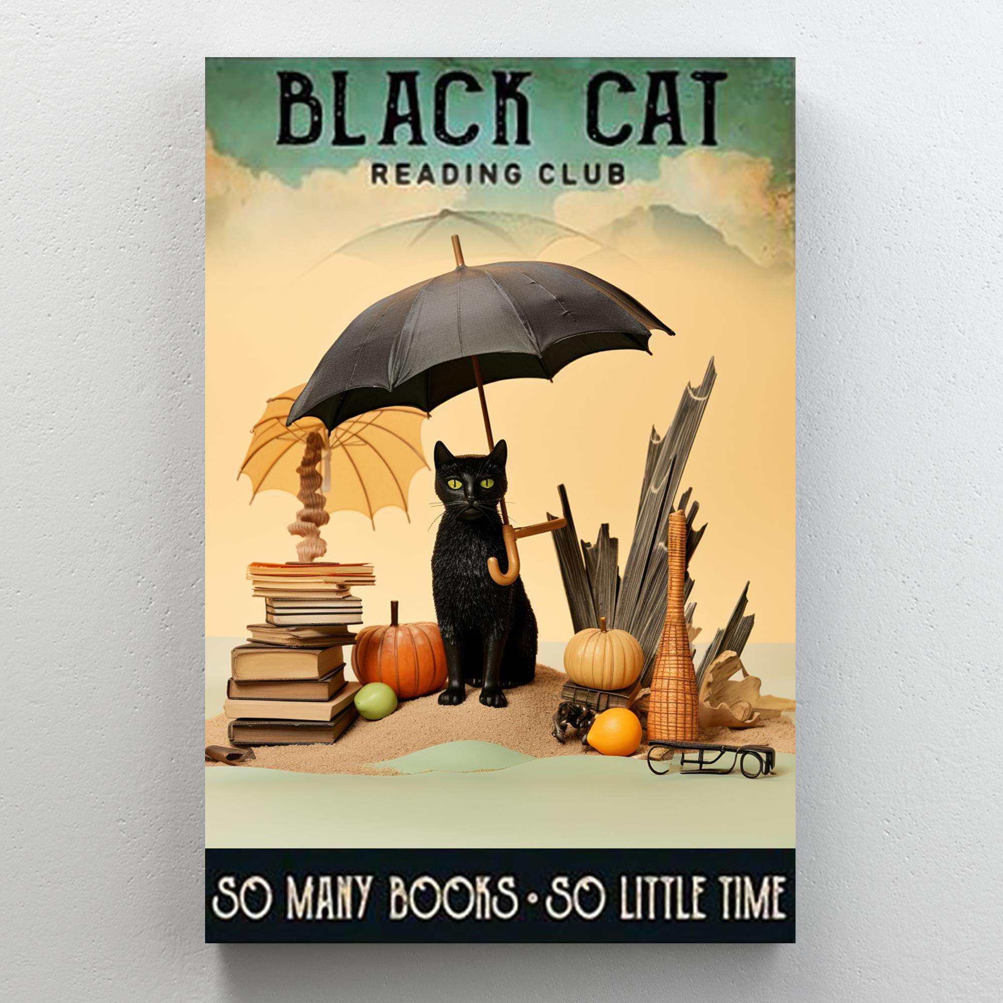 Trinx Black Cat Reading Club - 1 Piece Rectangle Graphic Black Cat ...